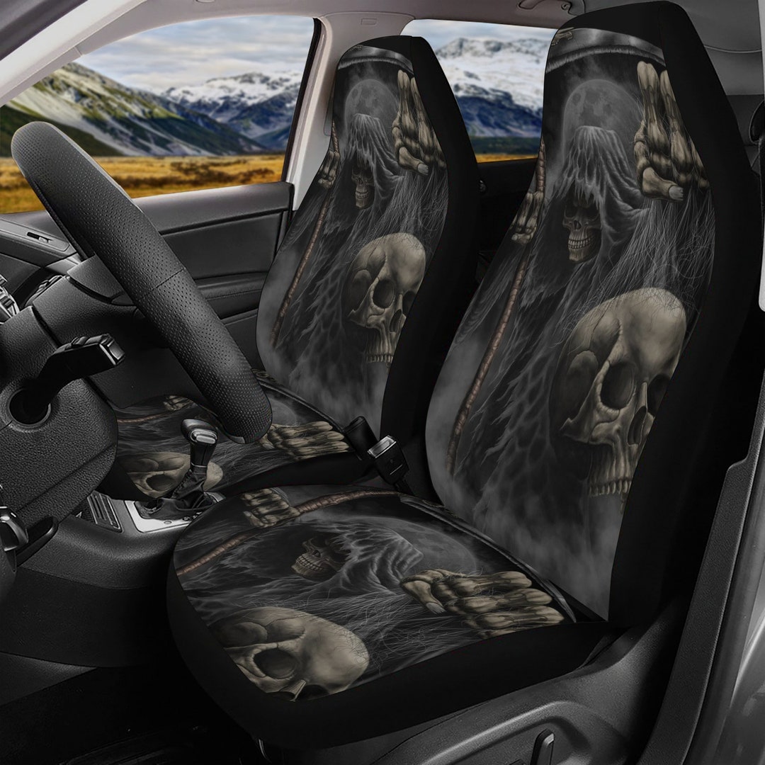 Horror Grim Reaper Skull Car Seat Cover Car Mat, Halloween Death Car ...
