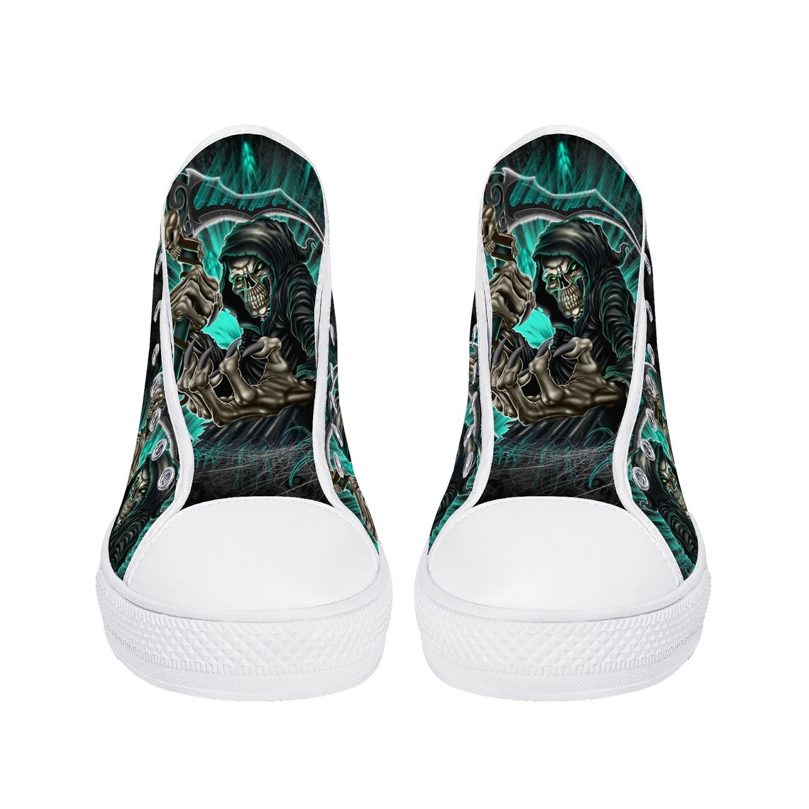 Grim Reaper Goth Men Sneakers, Punisher Skull High-top Shoes, Skull in ...