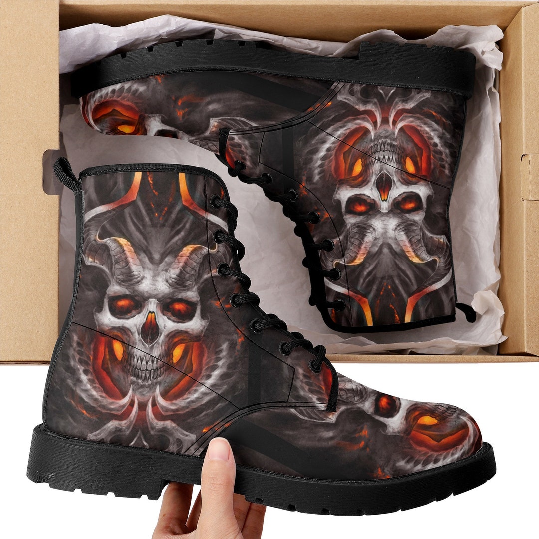 Gothic Skull Grim Reaper Boots for Men Women, Halloween Skull Gothic ...