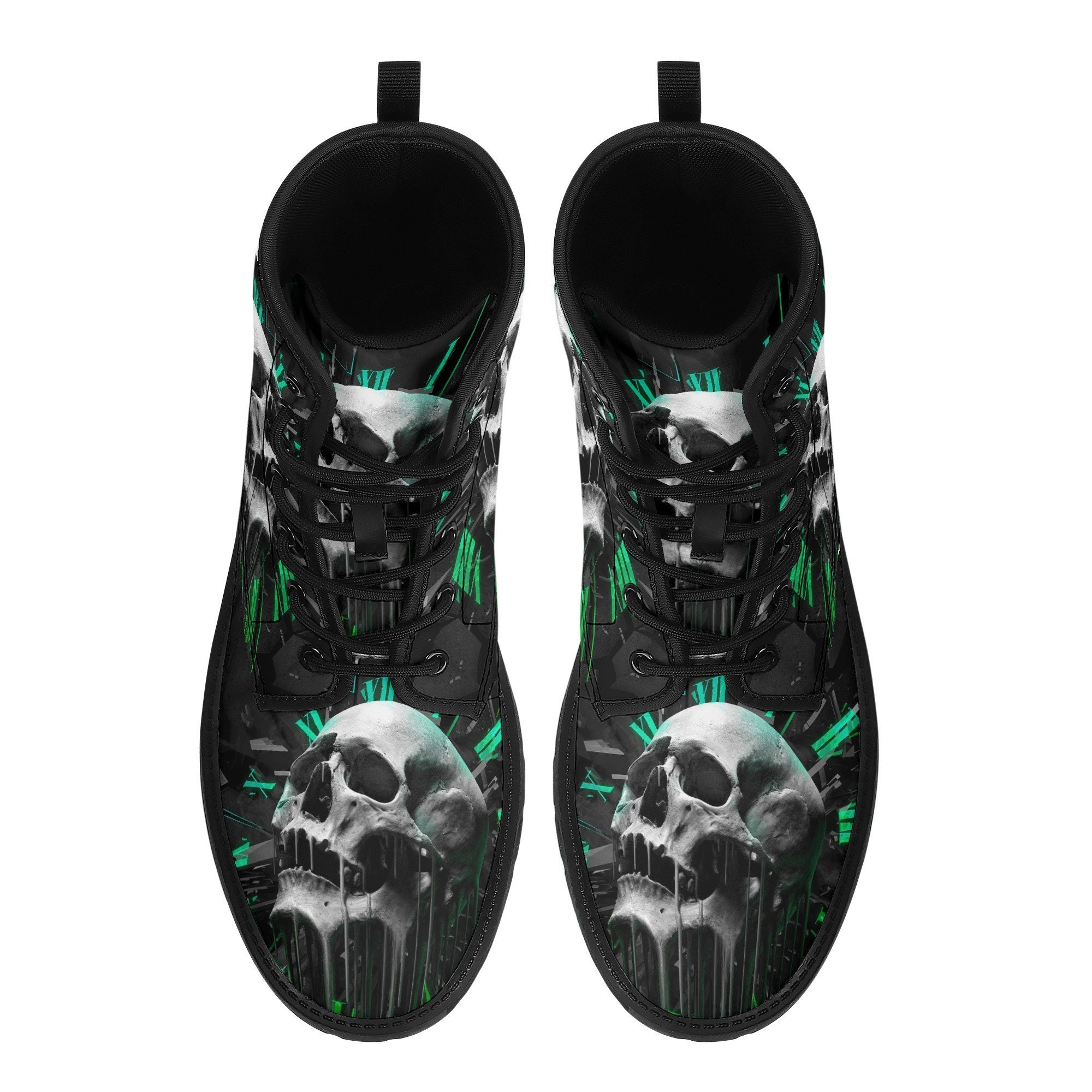 Gothic Grim Reaper Leather Boots, Halloween Goth Skull Boots, Christmas ...