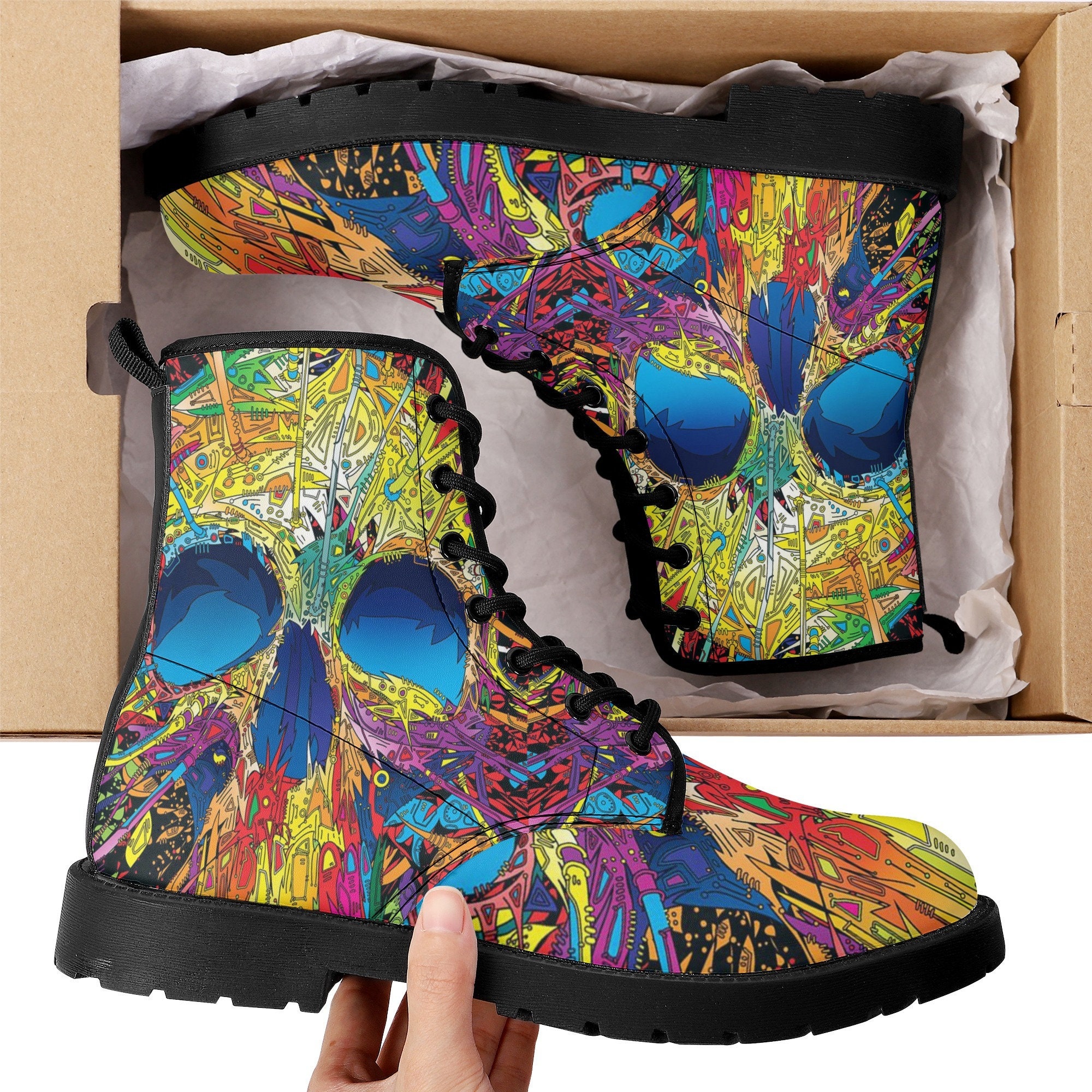 Floral Skull Grim Reaper Boots, Halloween Skeleton Skull Boots, Gothic ...