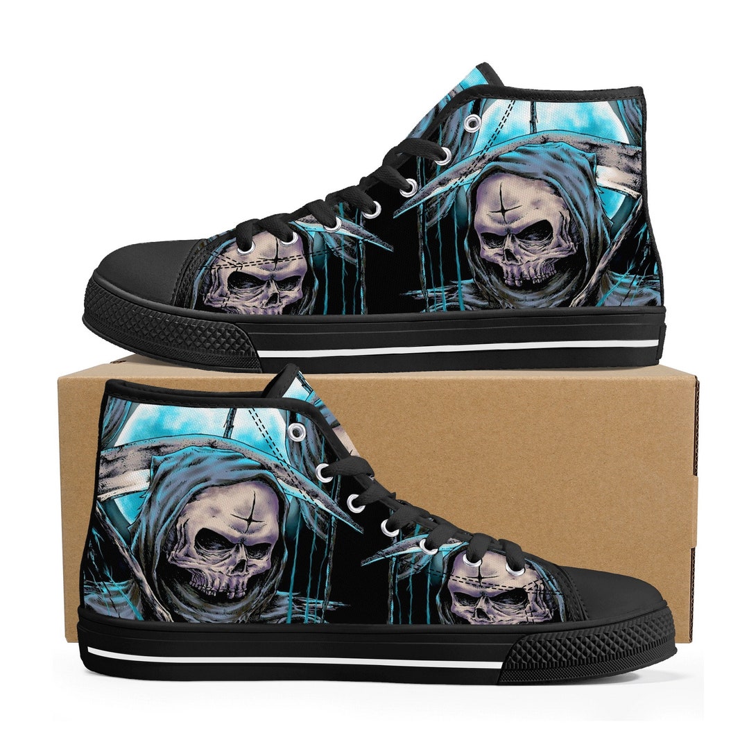 Gothic Skull Hight Top Sneakers, Gothic Skull High-top Shoes, Evil ...