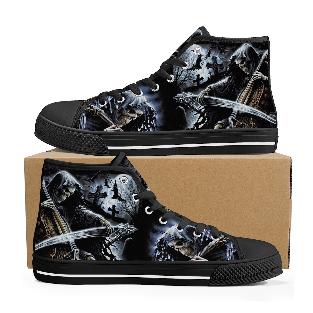 Punisher Skull Shoes for Her, Reaper Skull Shoes for Her, Rose Skull ...