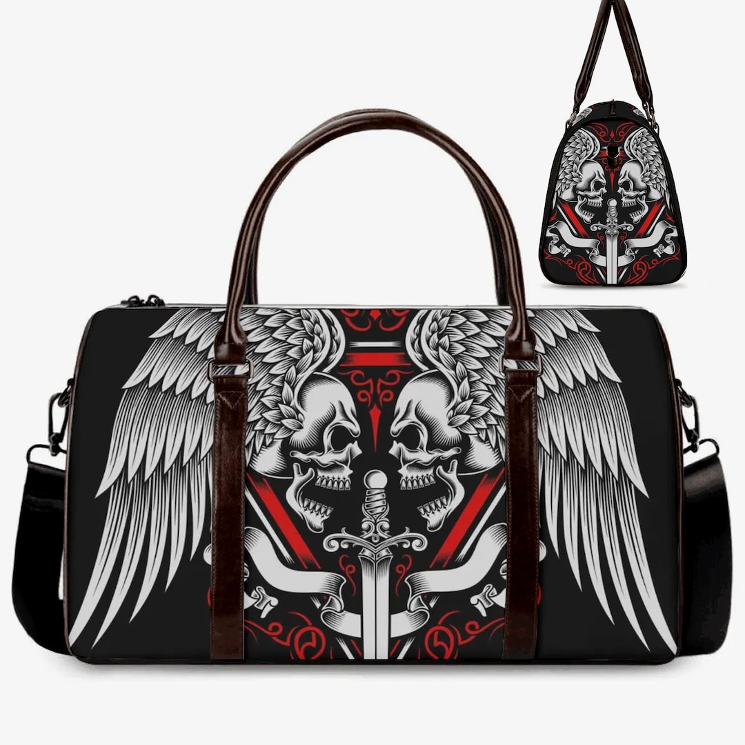 Skeleton Overnight Bag, Flame Skull Carry on Bag, Flaming Skull Carry ...