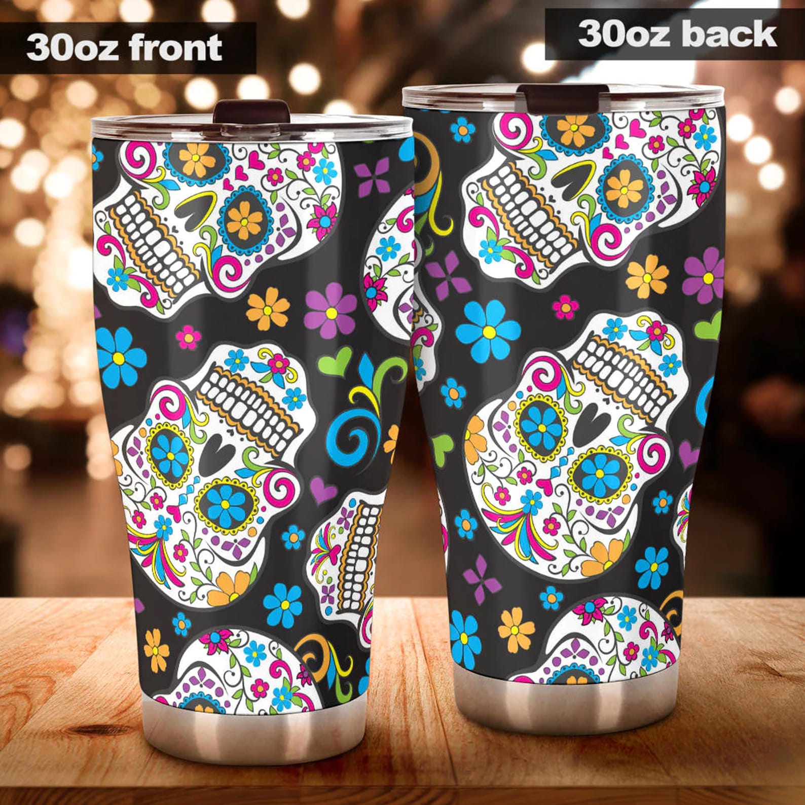 Calaveras Skull Tumblr Mug Cup Candy Skull Cup Mug Tumbler - Etsy