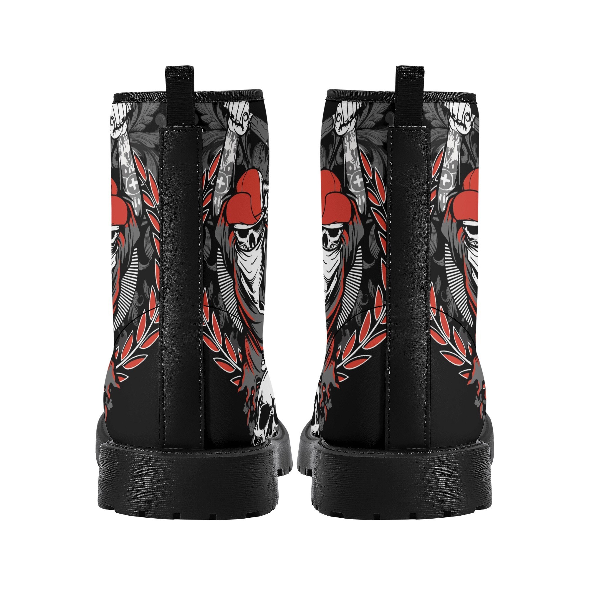 Gothic Grim Reaper Leather Boots, Halloween Goth Skull Boots, Christmas ...