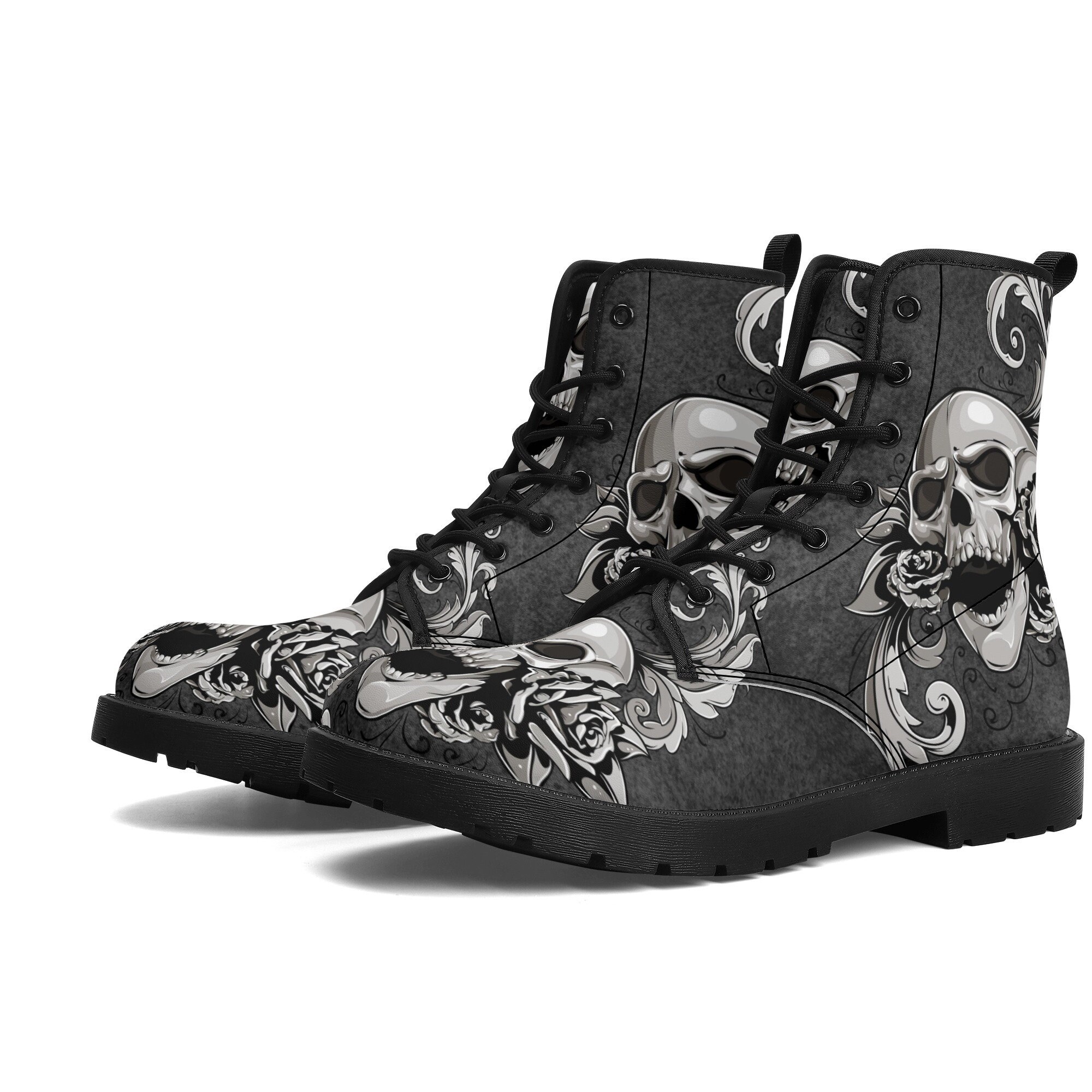 Gothic Skull Grim Reaper Boots for Men Women, Halloween Skull Gothic ...