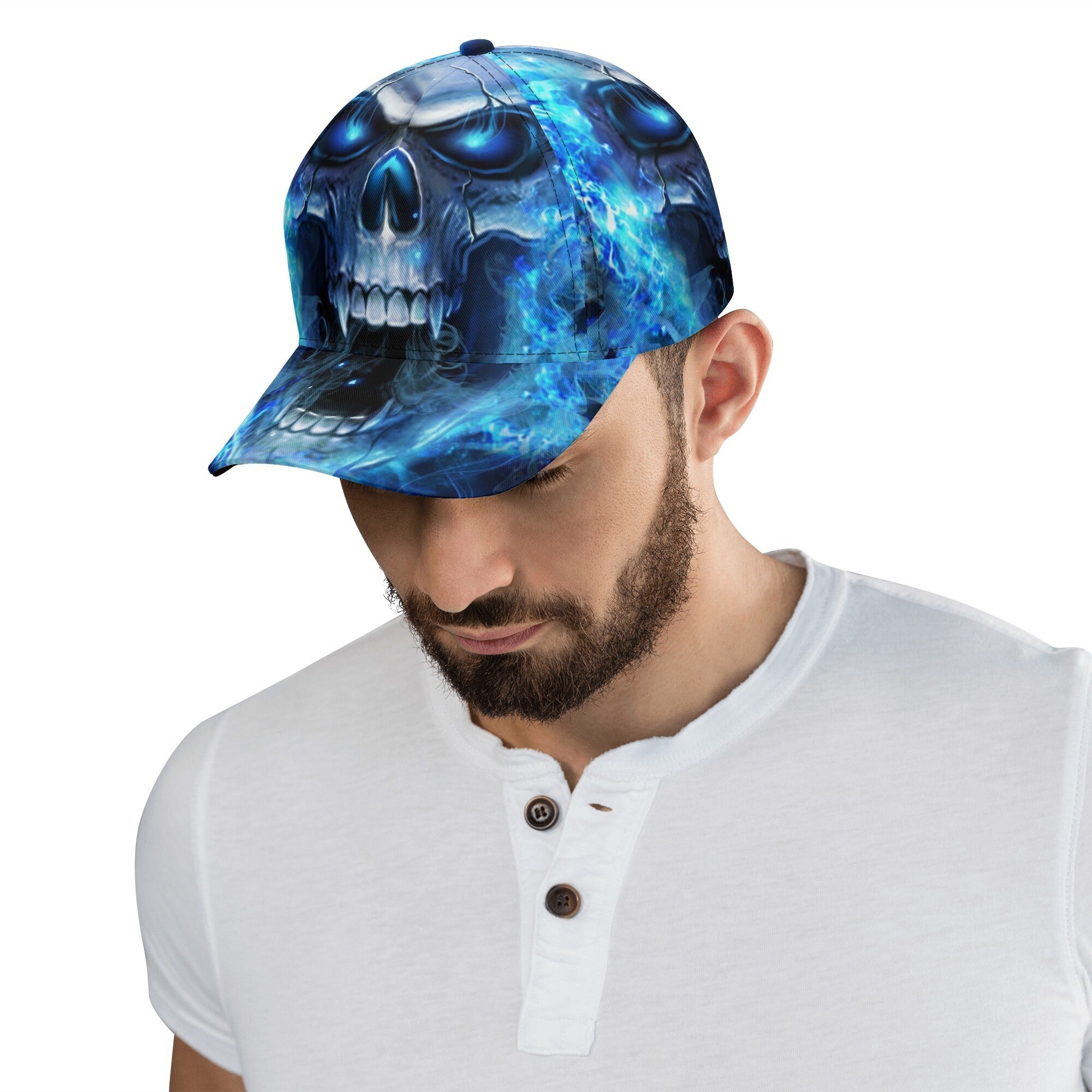 Death Skull Baseball Cap Floral Skull Adjustable Hat Biker - Etsy