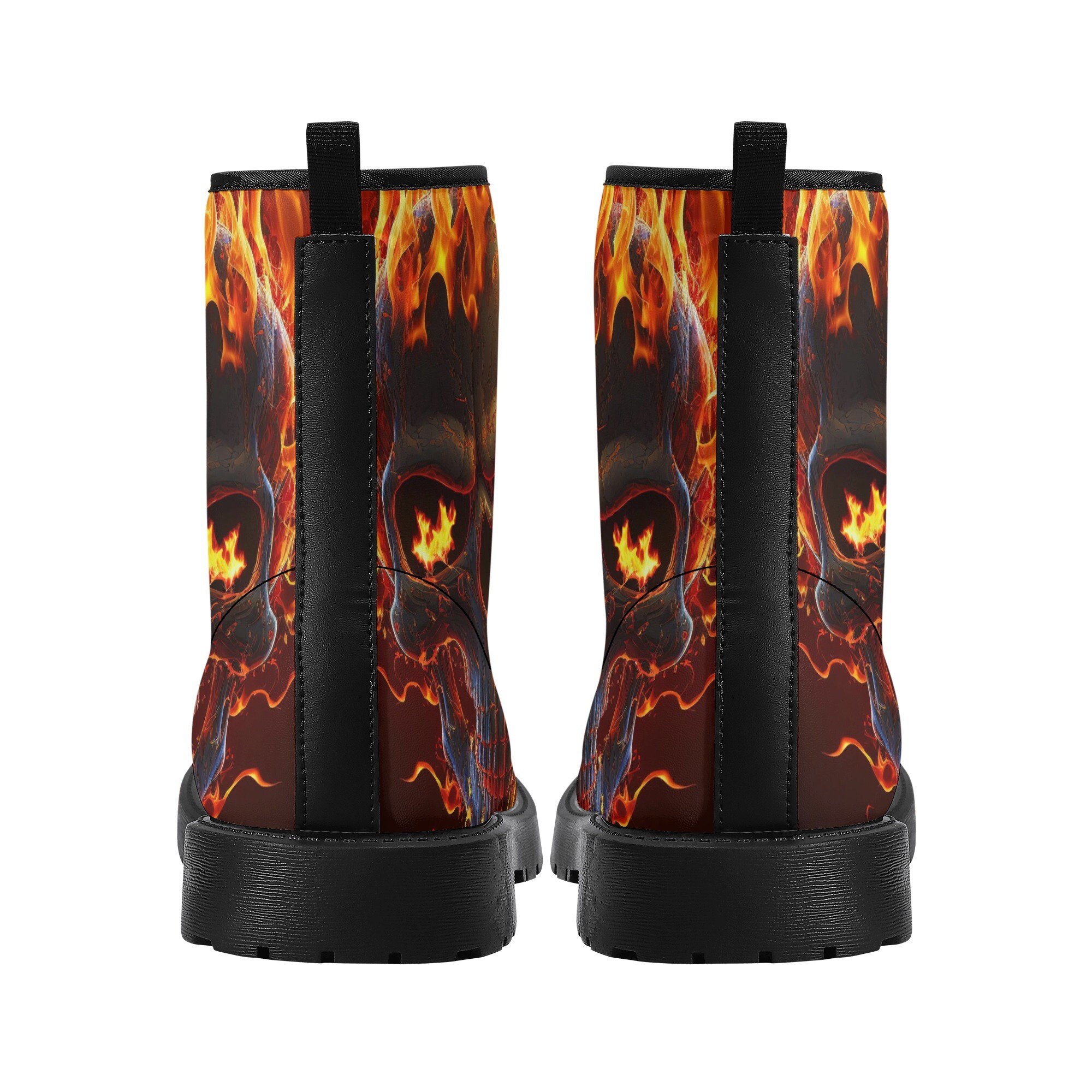 Flaming Skull Men Women Boots Evil Ankle Boots Evil Ankle - Etsy