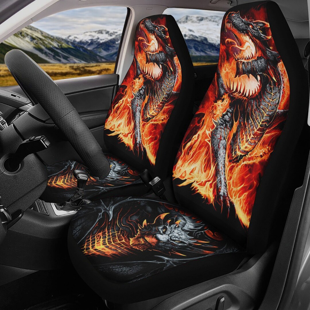 Dragon Skull Car Seat Cover Car Mat Halloween Gothic Seat Cover Mat ...