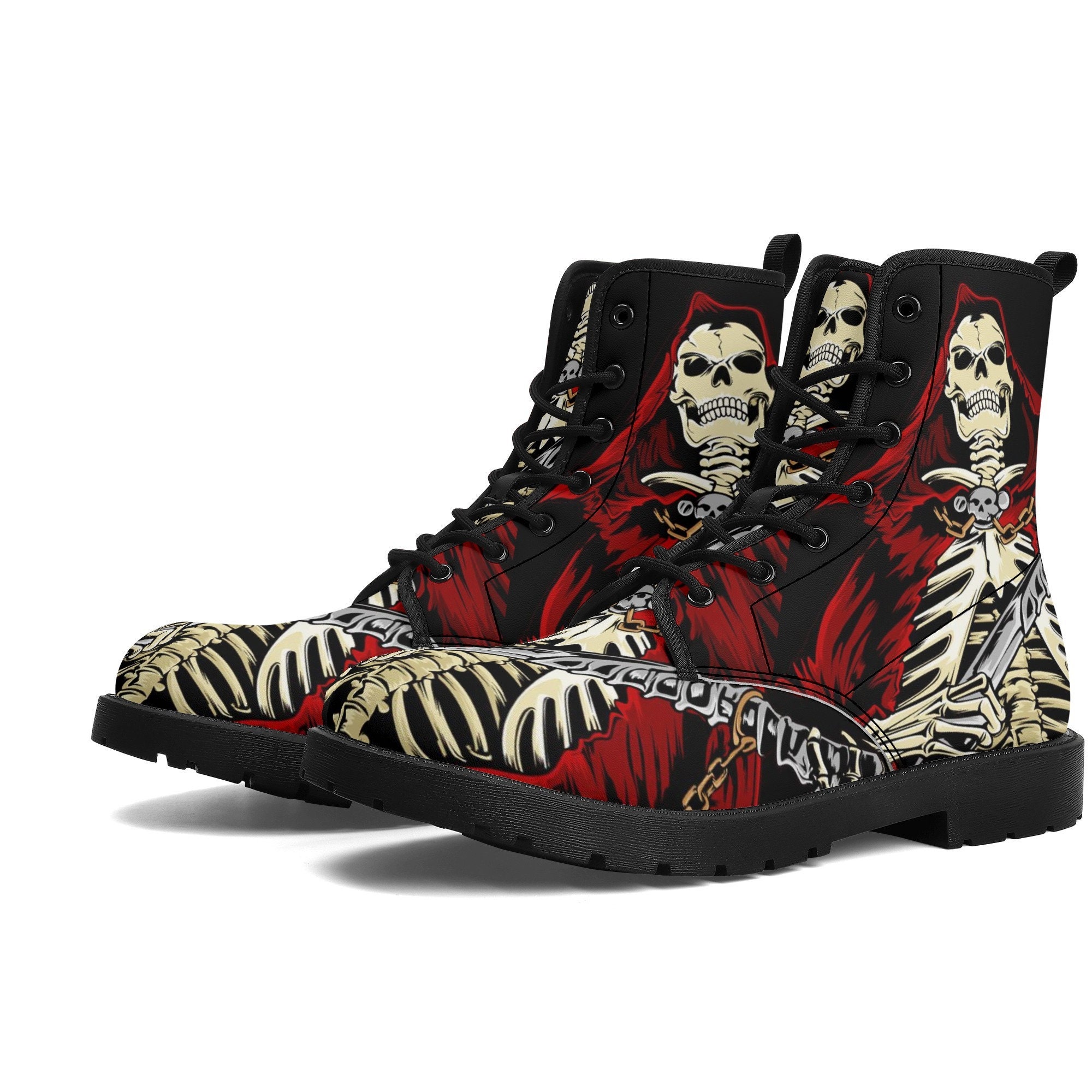 Reaper Skull Leather Boots Gothic Skull Boots for Men Women - Etsy