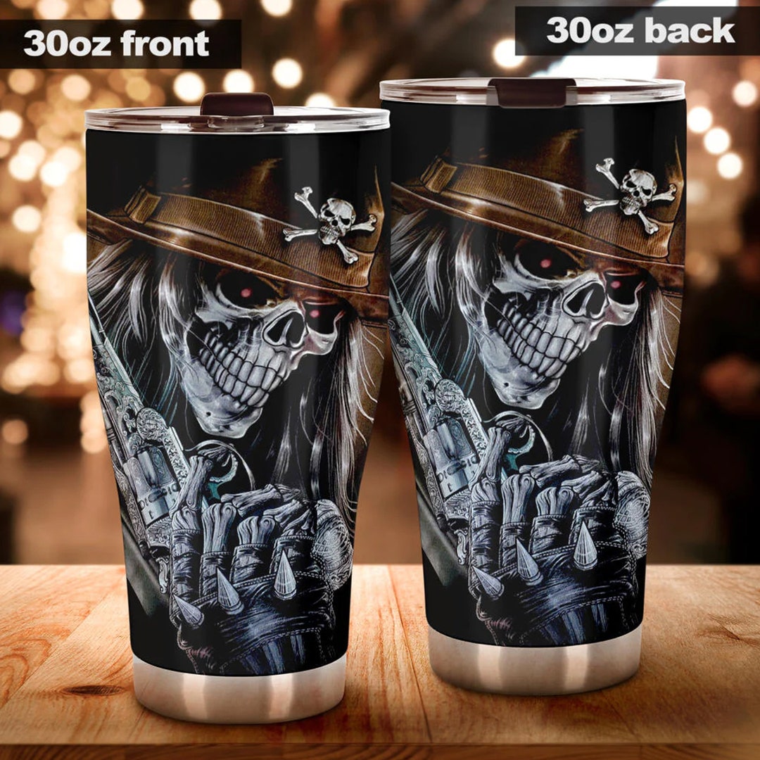 Flaming Skull Jumbo Mug, Gothic Skull Freezer Mug, Flower Skull Jumbo ...