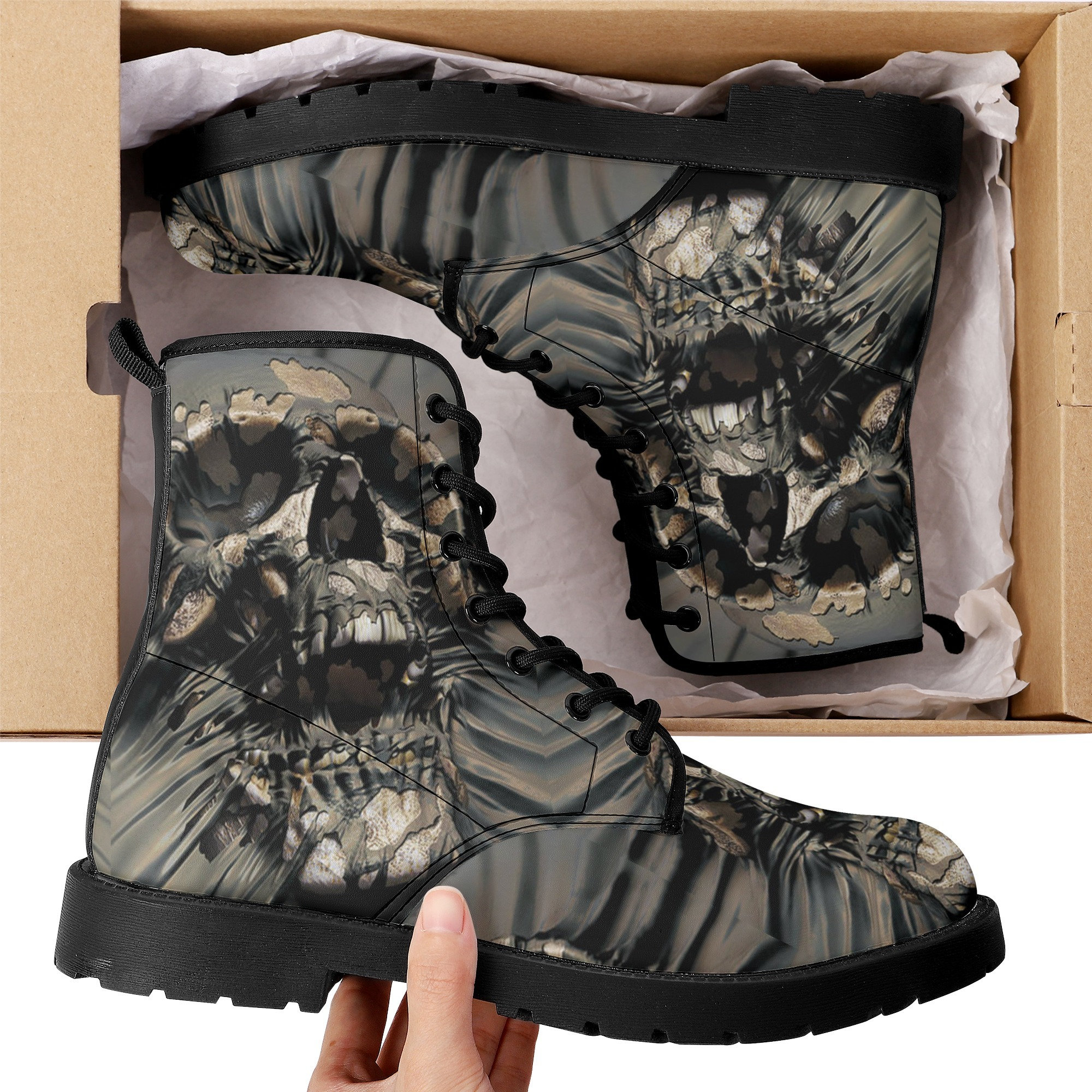 Gothic Skull Boots for Men Women, Death Punisher Skull Gothic Women ...