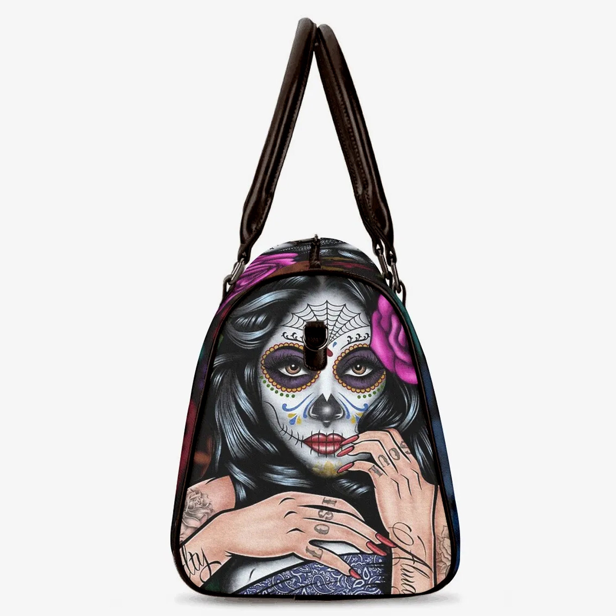 Halloween Sugar skull travel bag, day of the dead shoulder bag, floral ...