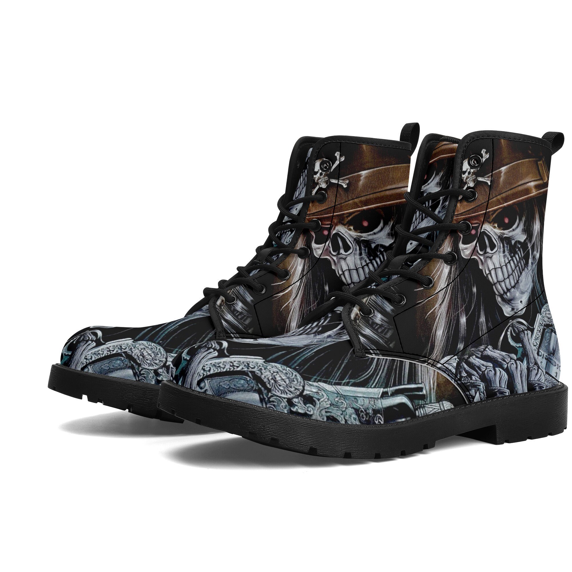 Grim Reaper Skull Girl Boots for Men Women Shoes, Gothic Skull Boots ...