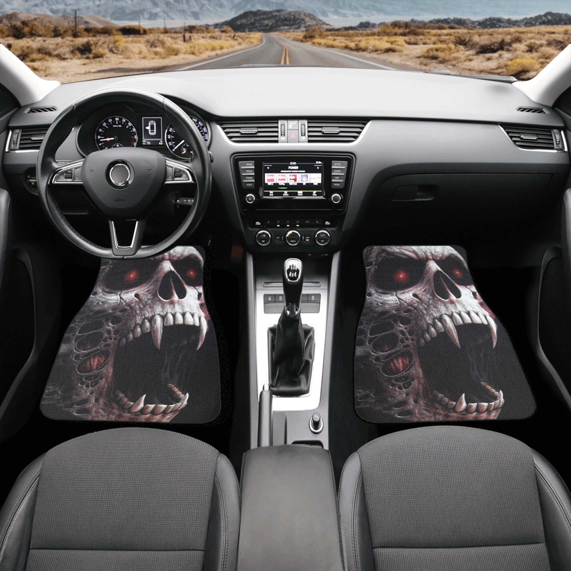 Gothic Skull Seat Cover for Car, Skull Rug for Car, Skeleton Skull Car ...