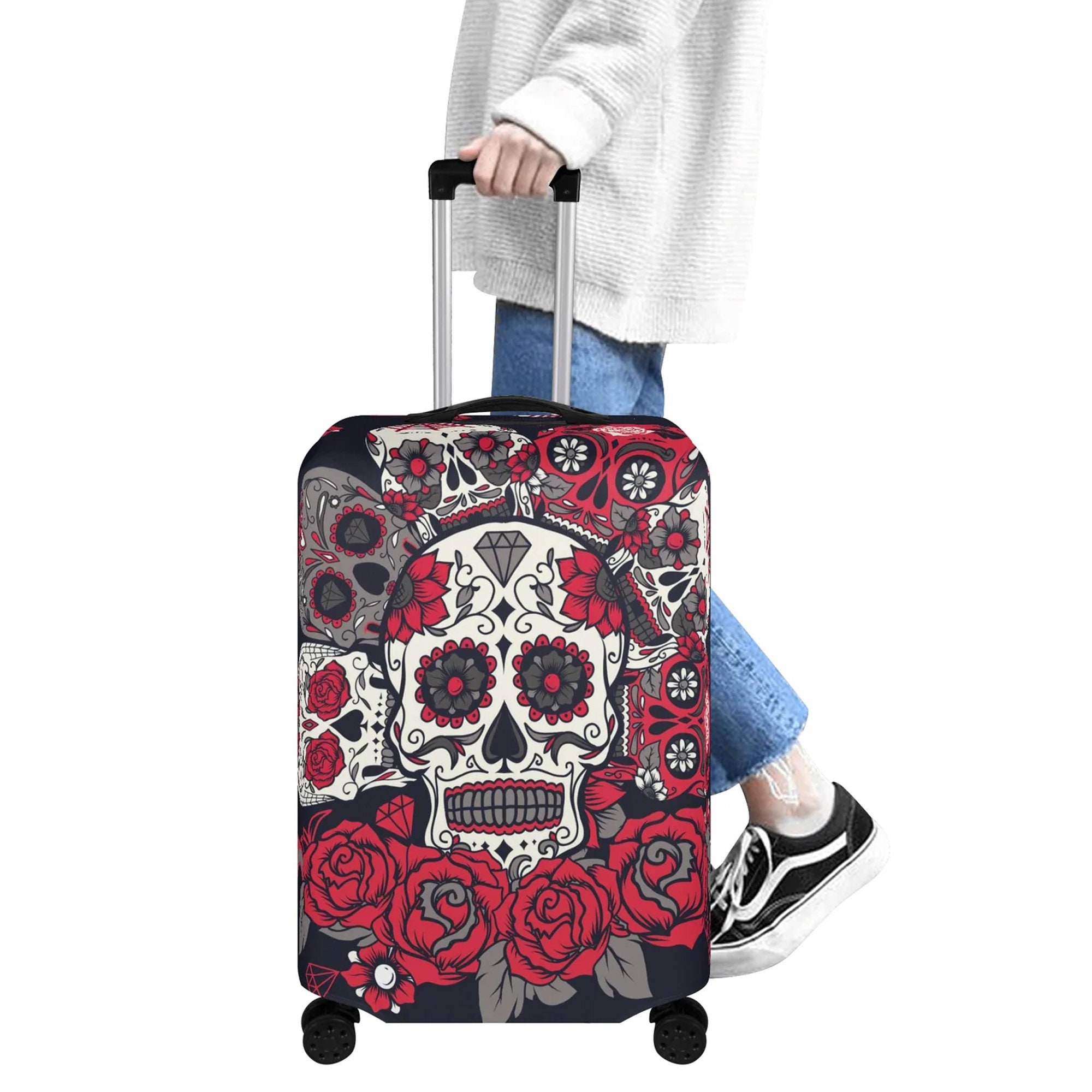 Sugar Skull Luggage Covers, Day of the Dead Candy Skull Suitcase Covers ...
