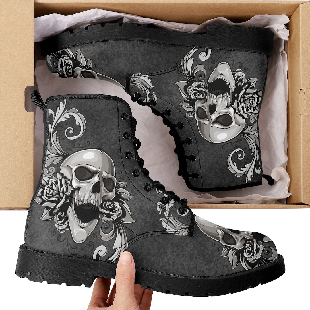 Gothic Skull Grim Reaper Boots for Men Women, Halloween Skull Gothic ...