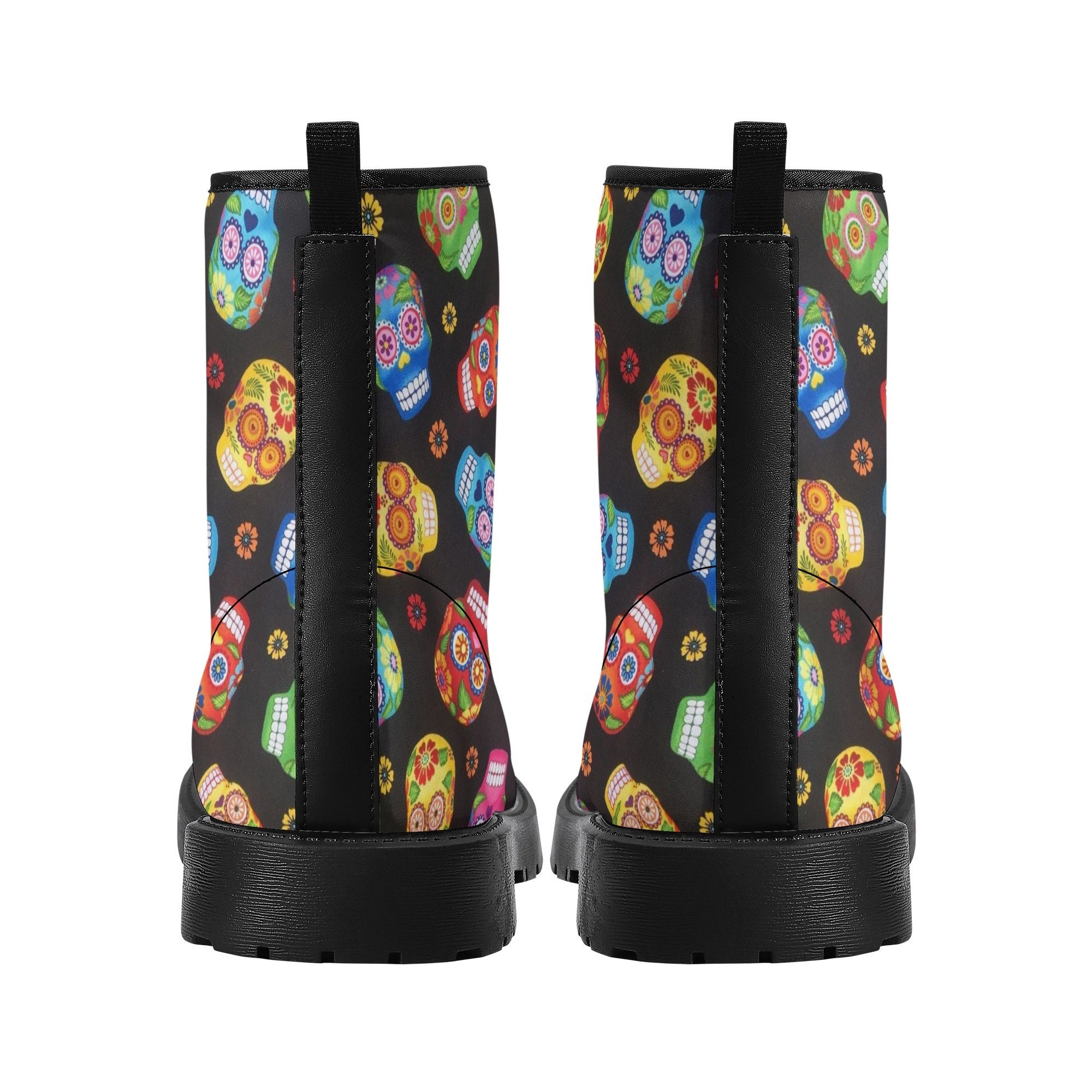 Calaveras Mexican Sugar Skull Leather Boots, Sugar Skull Boots for Men ...