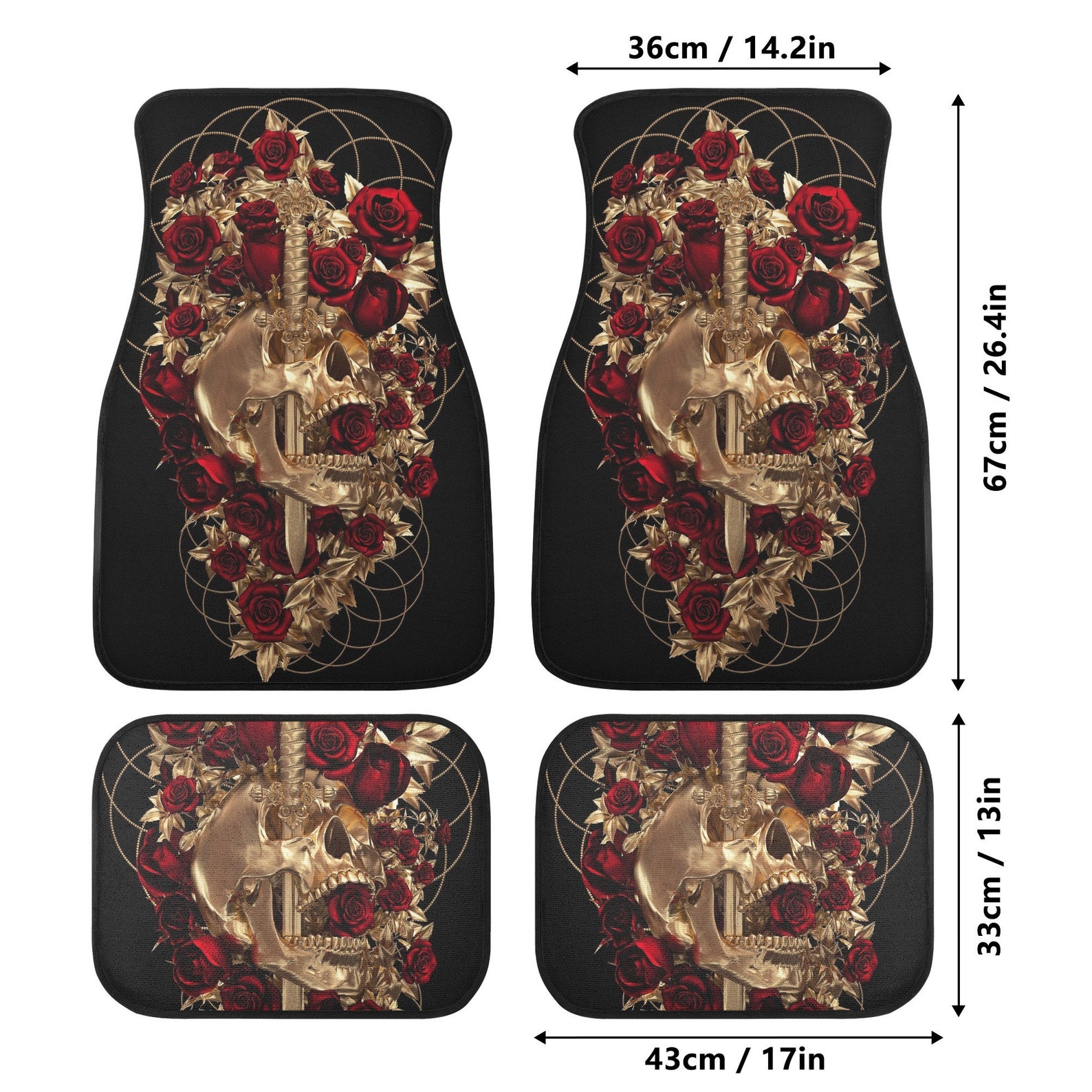Sword Skull Seat Cover for Car, Rose Skull Rug Seat Cover for Car ...