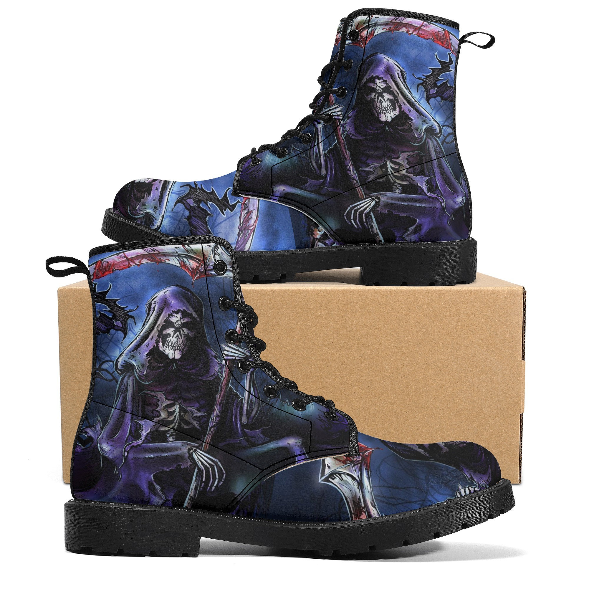 Skull Reaper Boots for Men Women, Gothic Boots for Biker, Skeleton ...