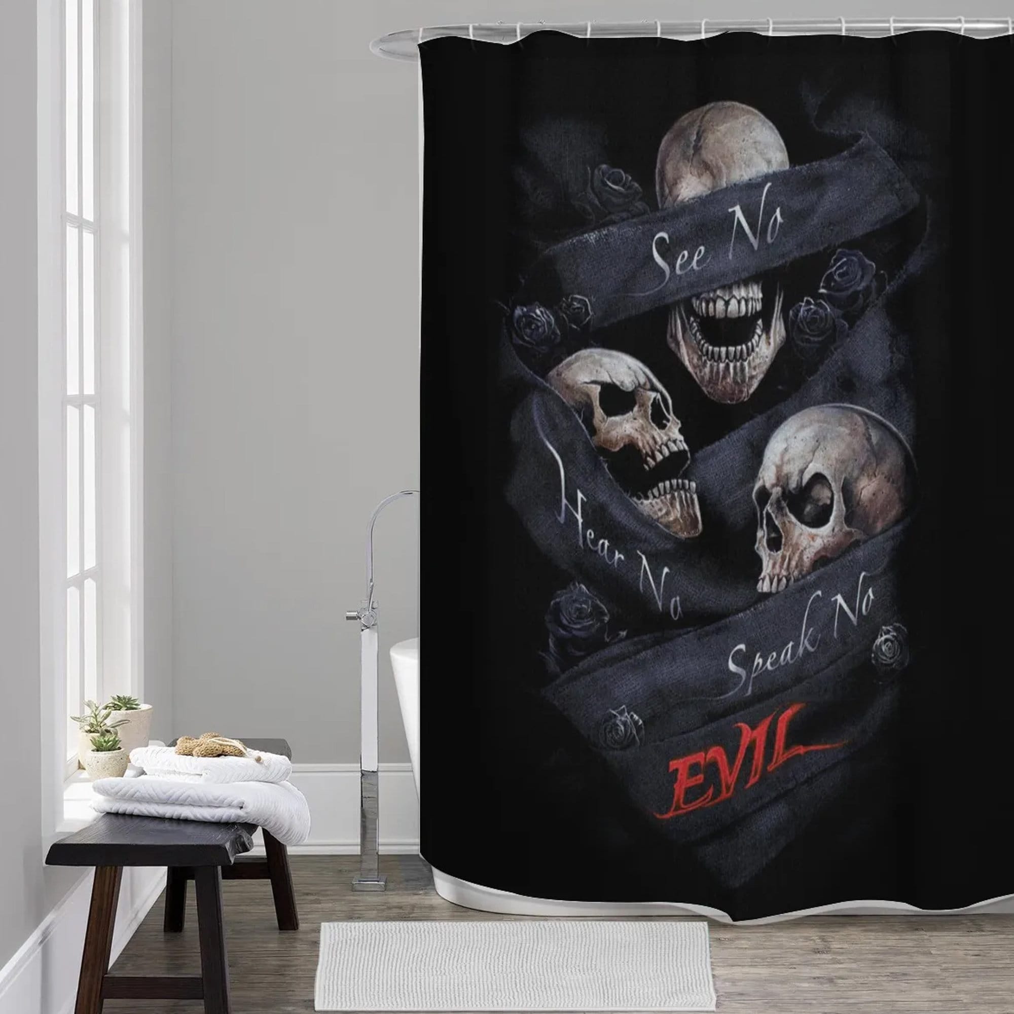 Evil Bath Rug, Halloween Rug for Bathroom Flaming Skull Bathroom Toilet ...