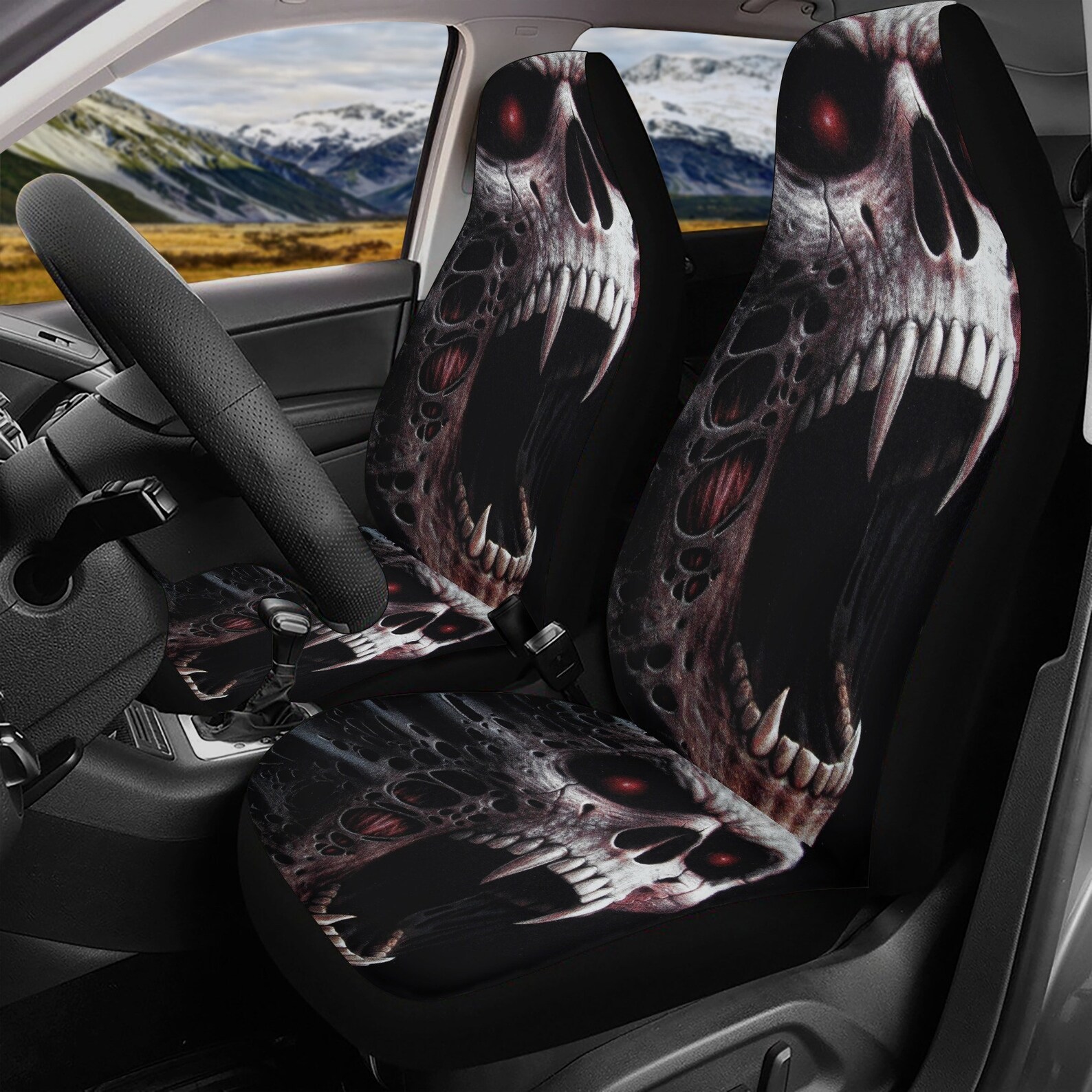 Gothic Skull Seat Cover for Car, Skull Rug for Car, Skeleton Skull Car ...