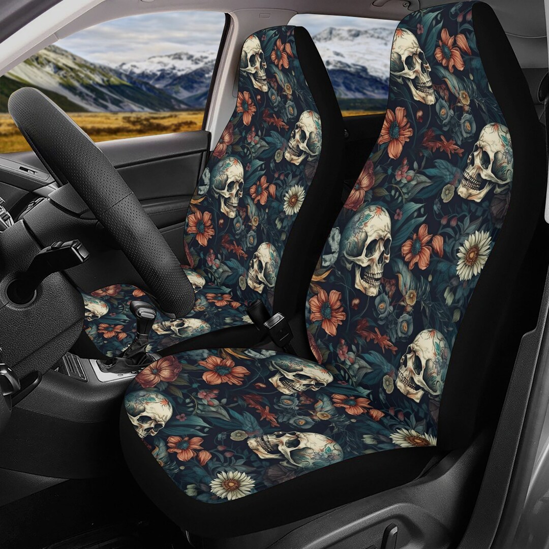 Gothic Rose Skull Car Seat Protector Cover, Evil Floor Mat for Car ...