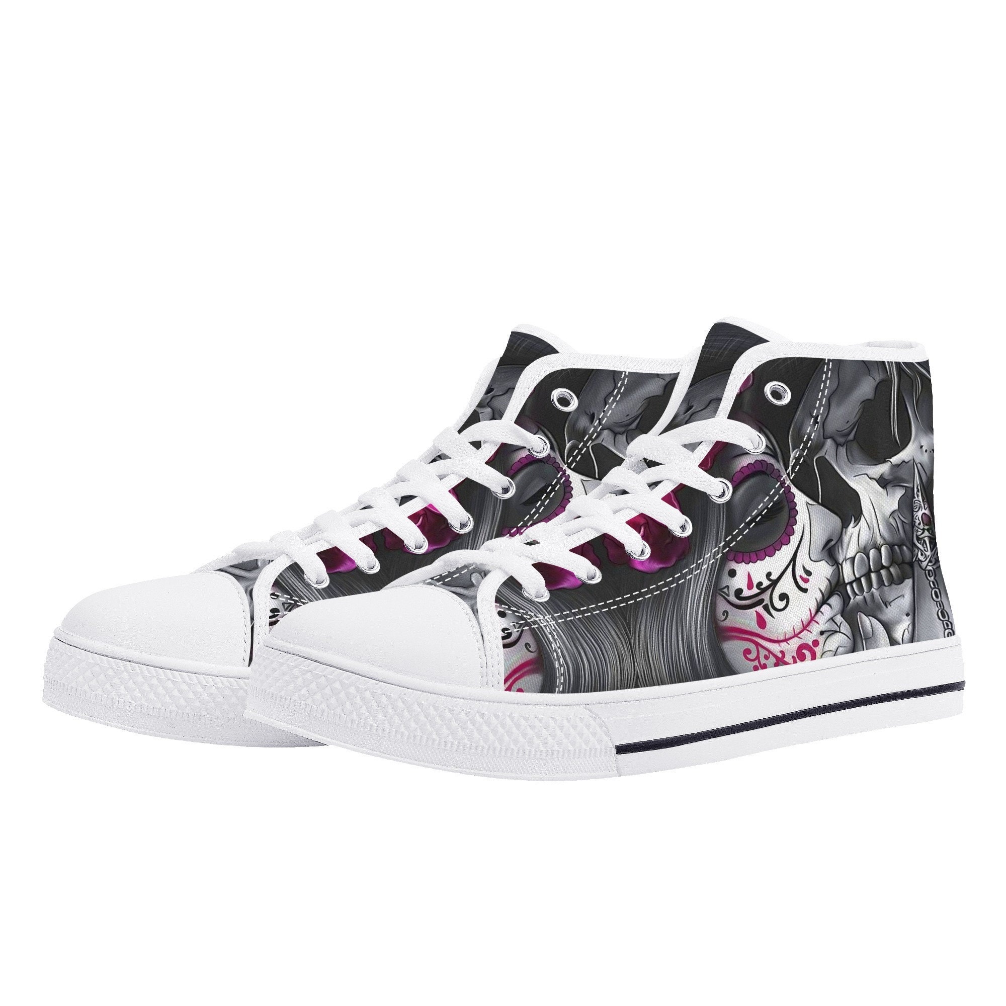 Dia De Los Muertos Skull Shoes, Day of the Dead Hight Top Sneakers, Dia ...