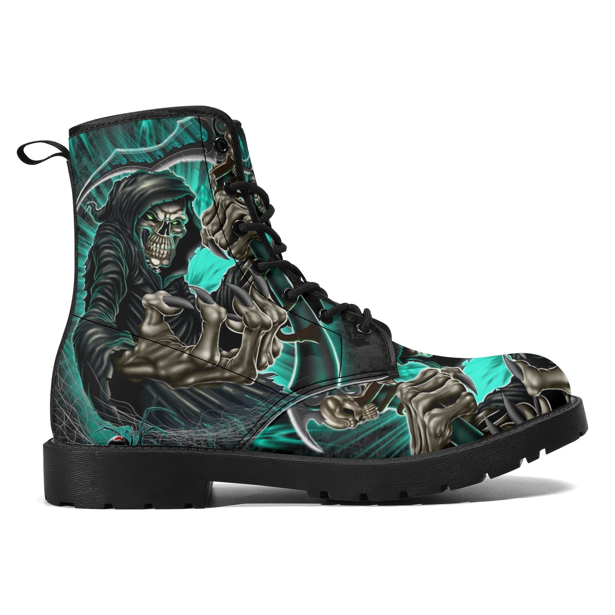 Grim Reaper Leather Boots Halloween Goth Skull Boots Gothic - Etsy