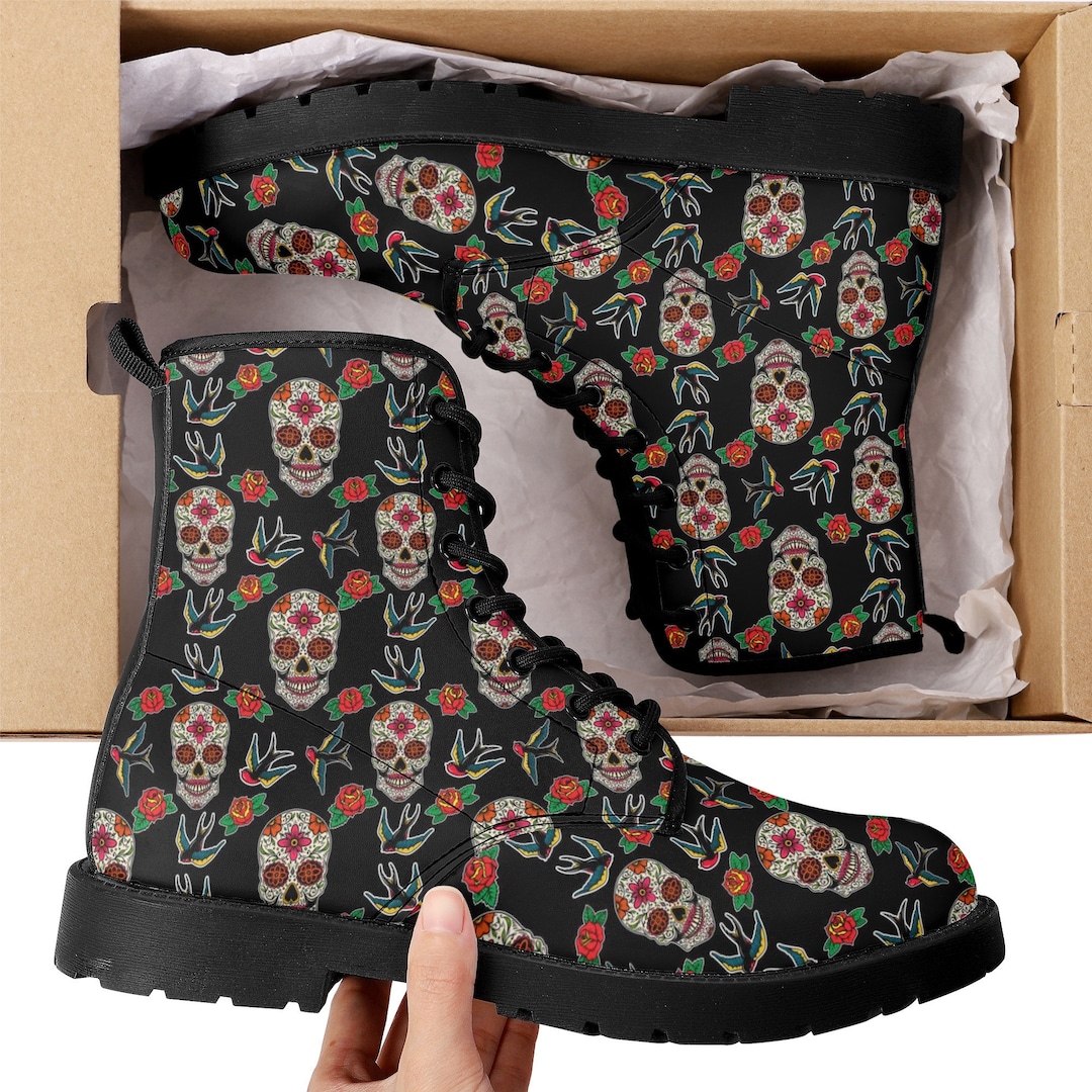 Day of the Dead Waterproof Boot, Sugar Skull Waterproof Shoes, Mexico ...