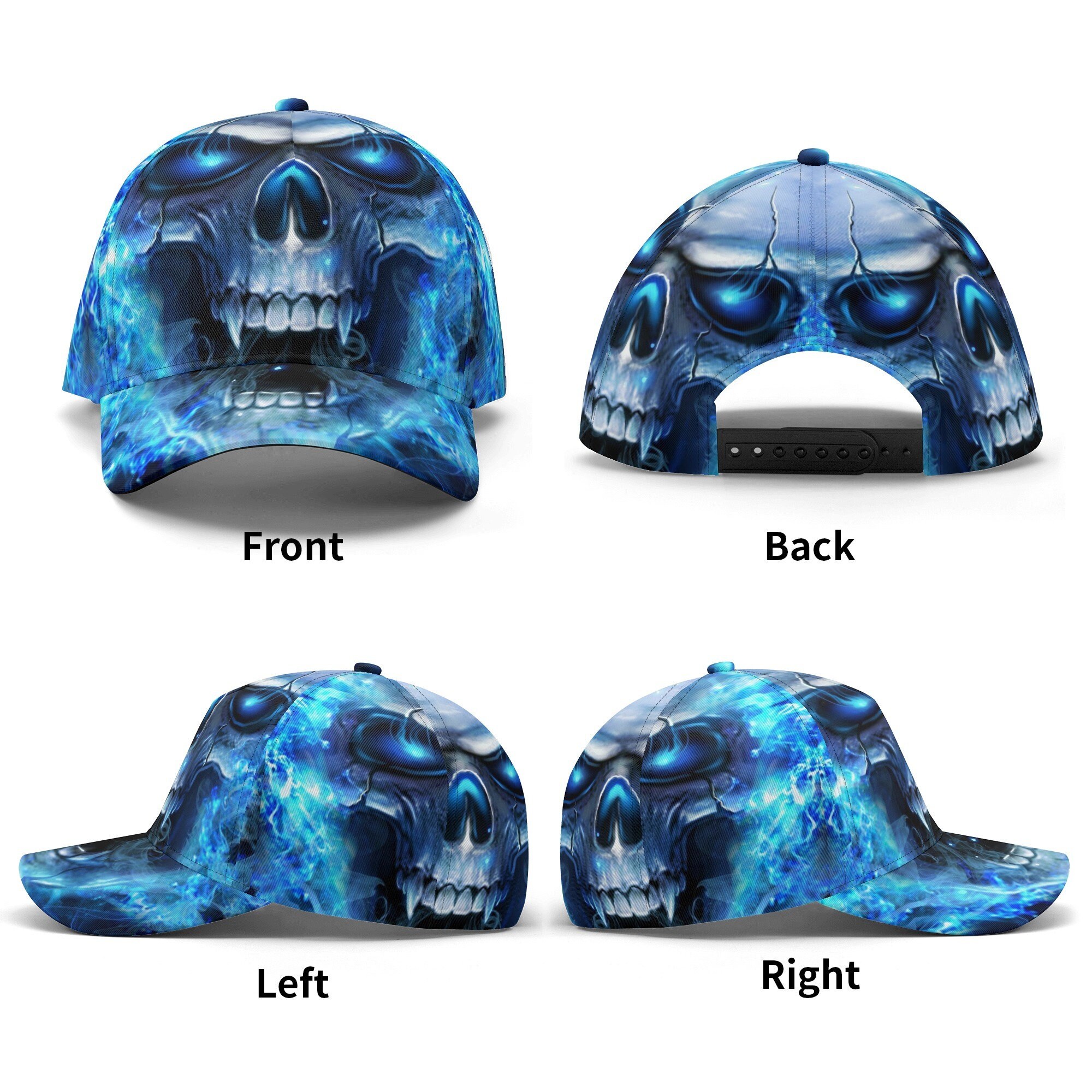 Death Skull Baseball Cap Floral Skull Adjustable Hat Biker - Etsy
