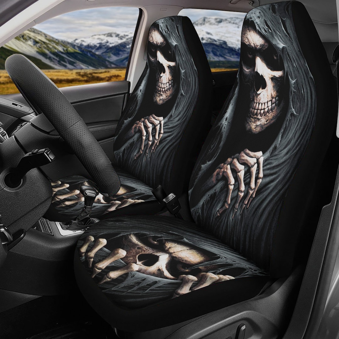 Grim Reaper Skull Car Seat Cover Car Mat, Halloween Death Car Seat ...