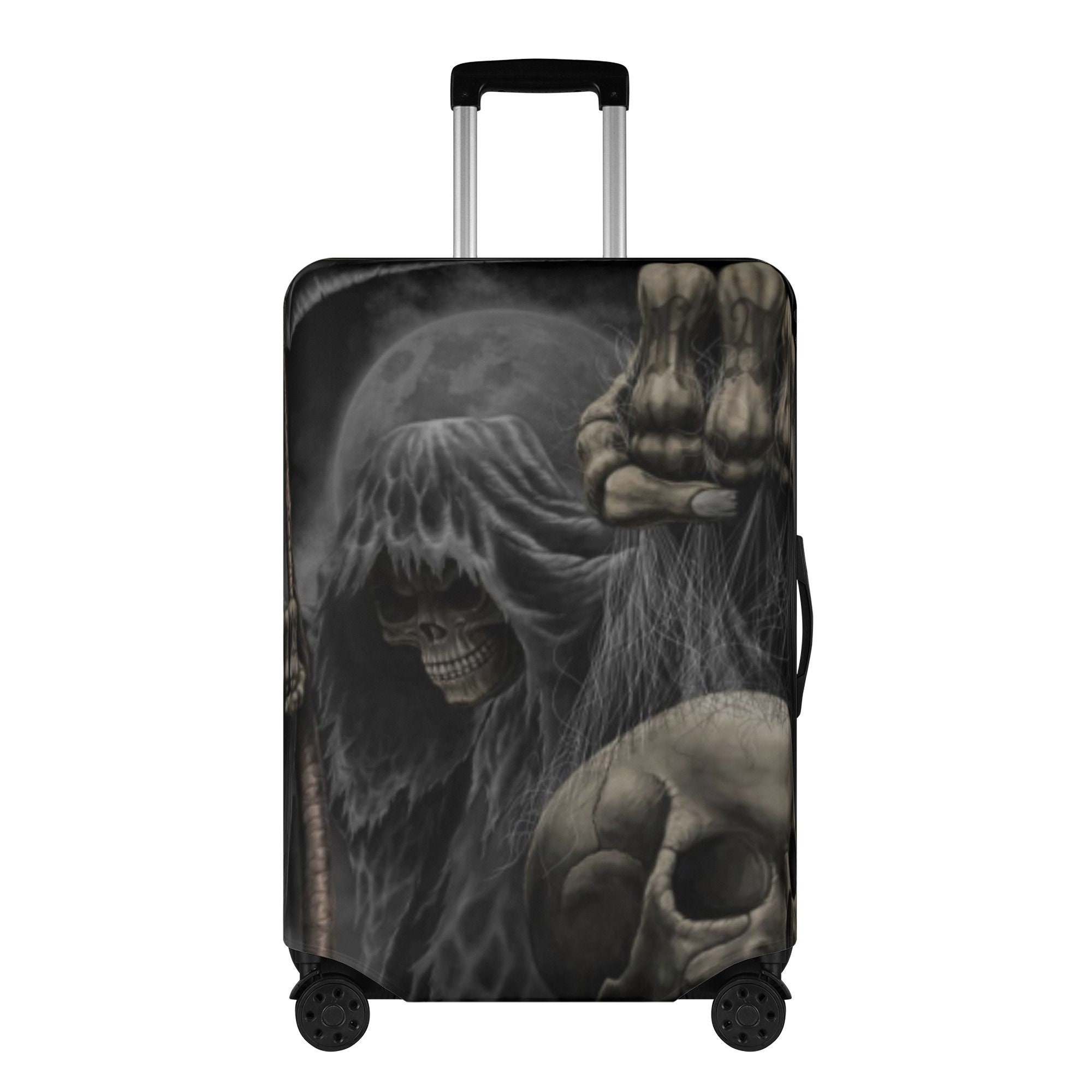 Grim Reaper Gothic Skull Luggage Covers, Skull in Fire Suitcase Cover ...