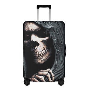 Grim Reaper Gothic Skull Luggage Covers, Skull in Fire Suitcase Cover ...
