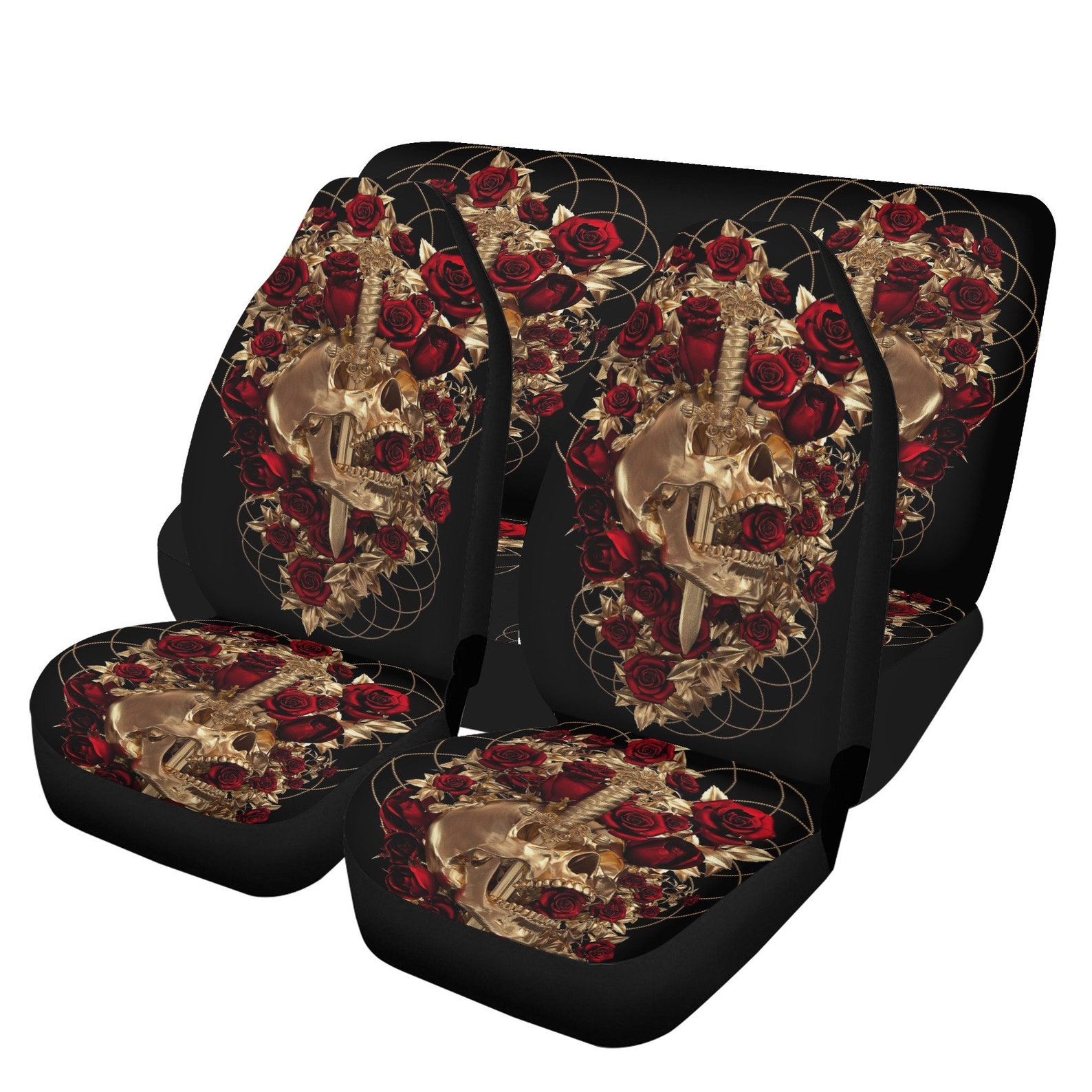 Sword Skull Seat Cover for Car, Rose Skull Rug Seat Cover for Car ...