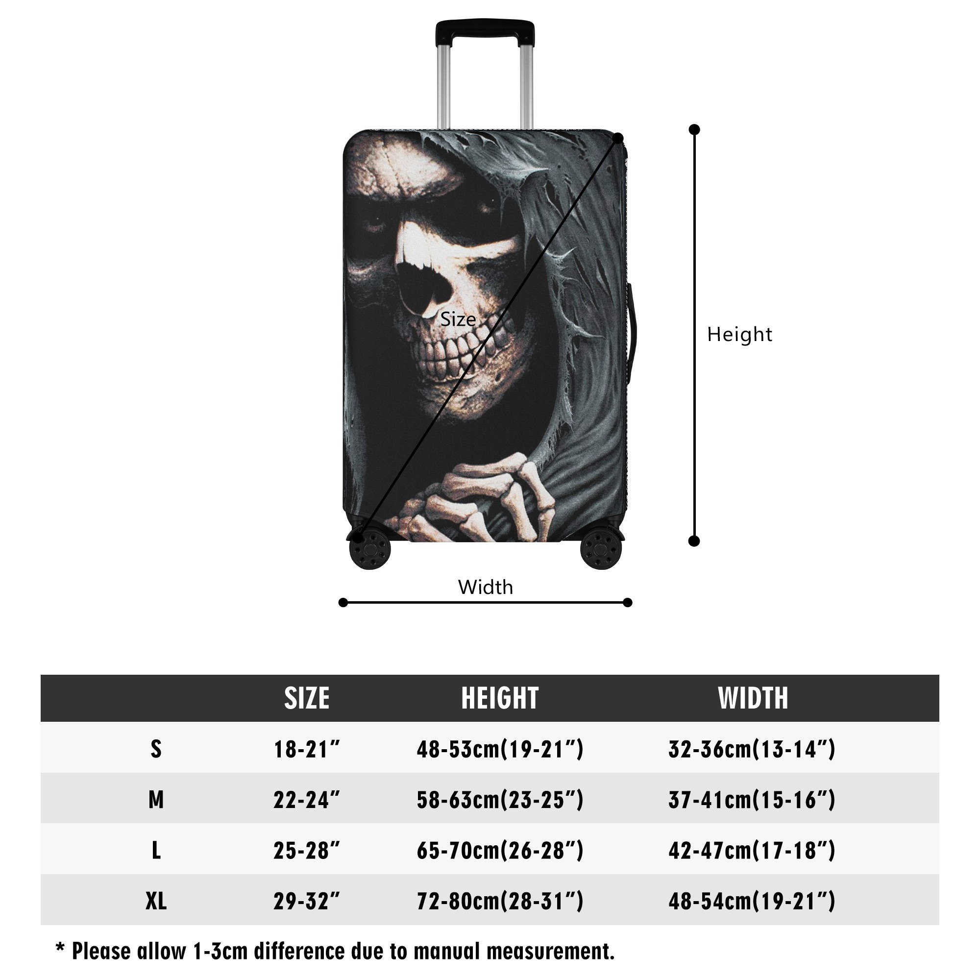 Grim Reaper Gothic Skull Luggage Covers, Skull in Fire Suitcase Cover ...