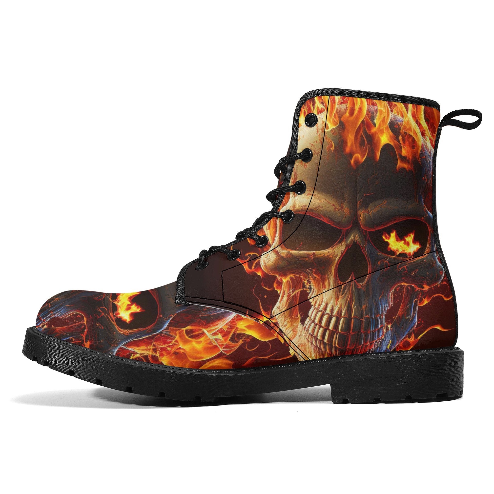 Flaming Skull Men Women Boots Evil Ankle Boots Evil Ankle - Etsy
