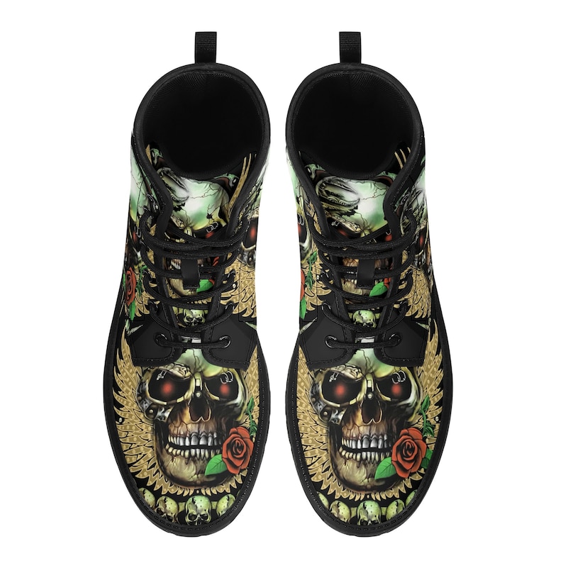 Grim Reaper Rose Skull Boots for Men Women, Gothic Punisher Skull Women ...