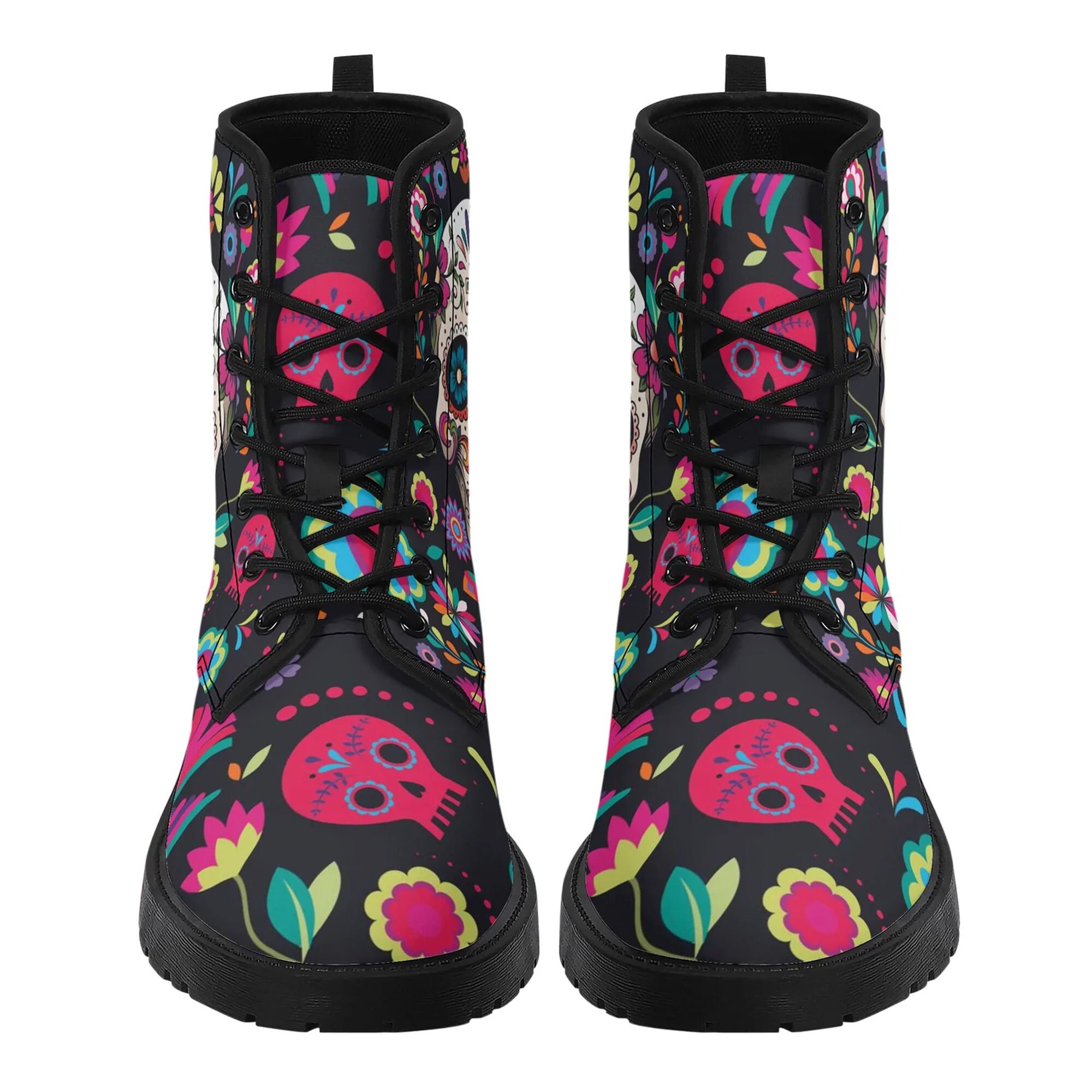 Sugar Skull Leather Boots, Day of the Dead Boots for Men Women Sugar ...