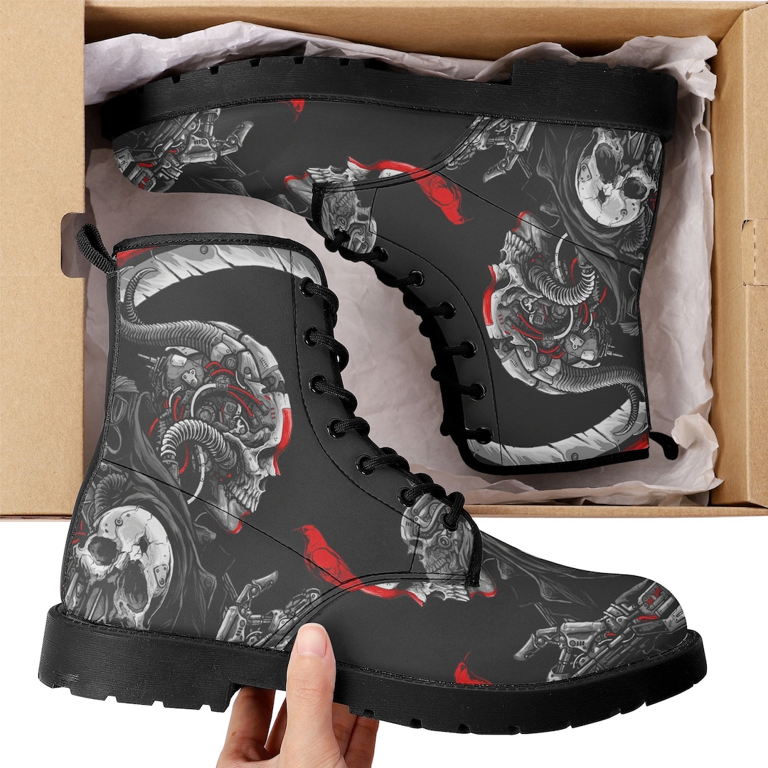 Grim Reaper Skull Boots for Men Women, Gothic Punisher Skull Women ...
