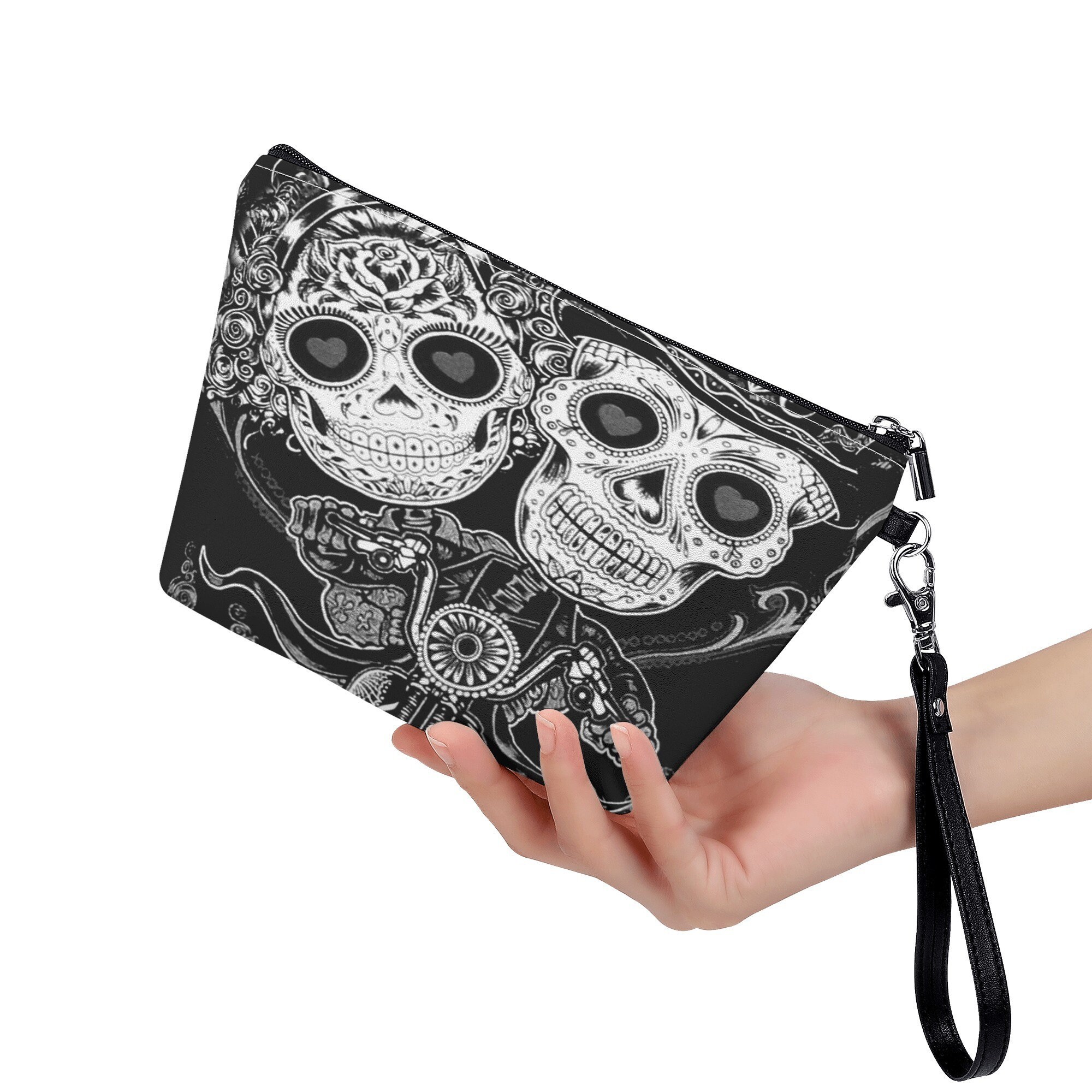 Candy Skull Handbag, Floral Skull Cosmetic Wallet, Floral Skull ...