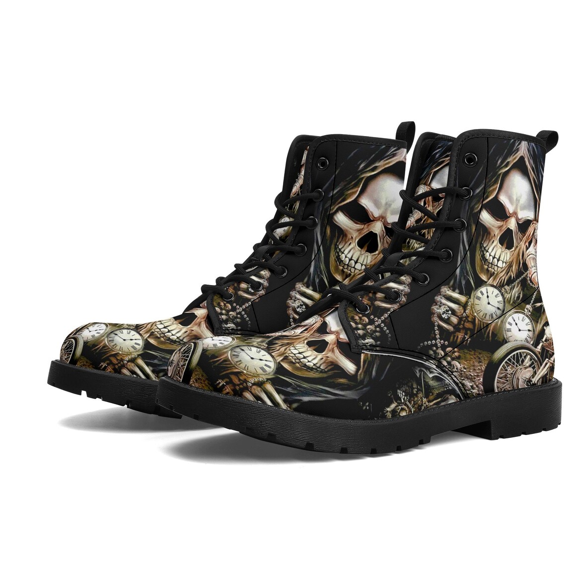 Grim Reaper Men Women Boots, Punisher Horror Biker Skull Boots ...