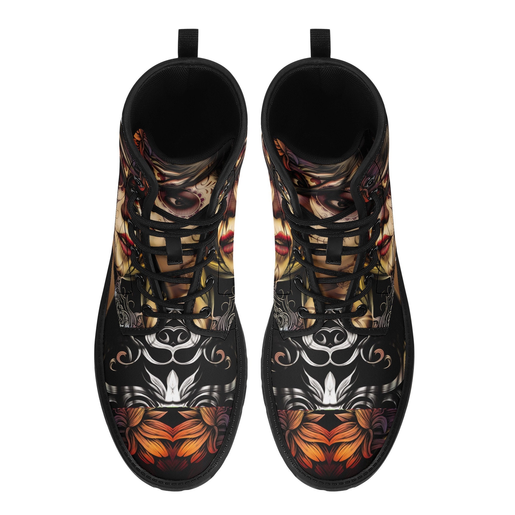 Day of the Dead Girl Leather Boots Candy Skull Girl Boots Men Women Dia ...