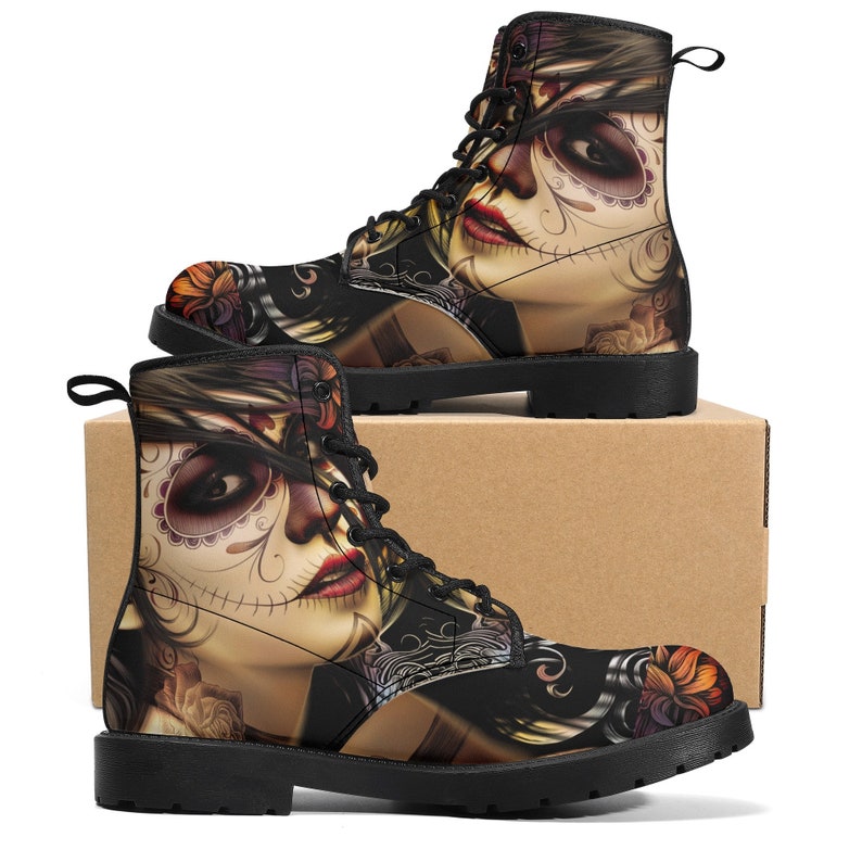 Day of the Dead Girl Leather Boots Candy Skull Girl Boots Men Women Dia ...