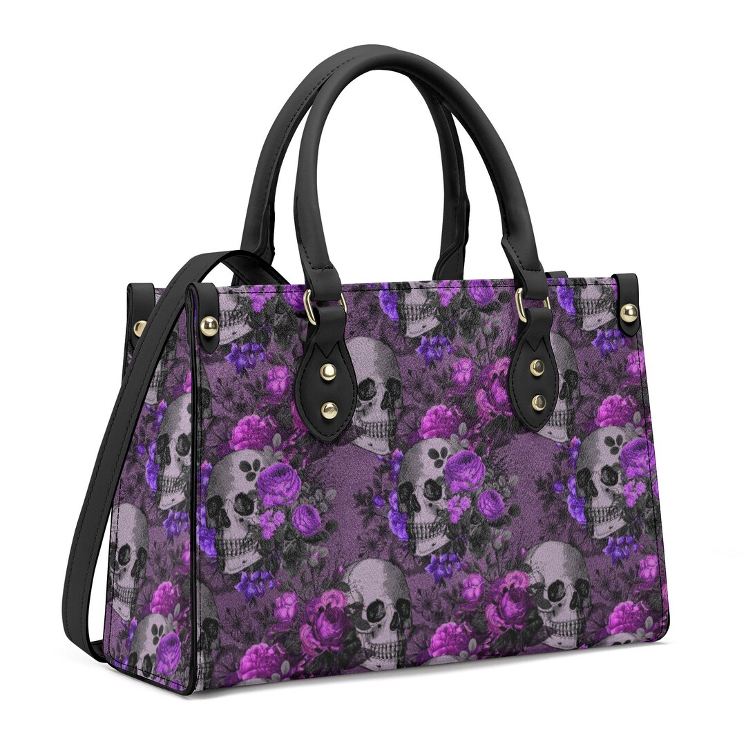 Halloween Crossbody Bag, Skull in Fire Women's Purse, Skeleton Handbag ...