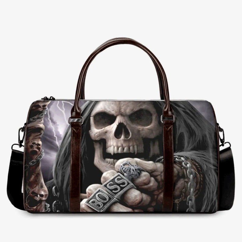 Punisher Skull Monogrammed Bag Death Skull Travel Bag Reaper - Etsy
