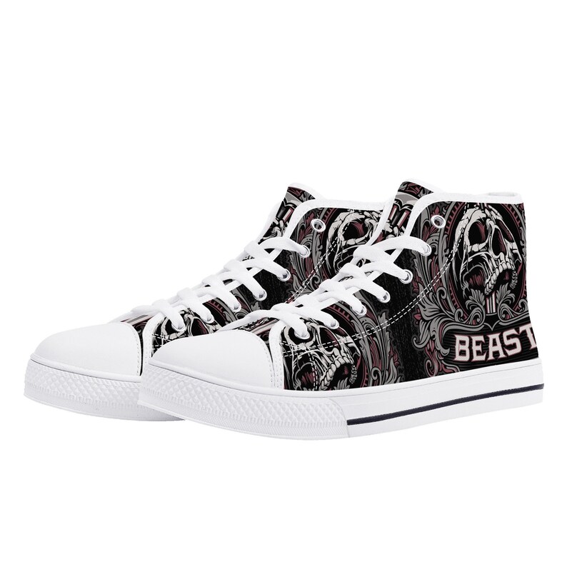 Beast Skull High Top Shoes, Skeleton Shoes for Her, Flower Skull Hight ...