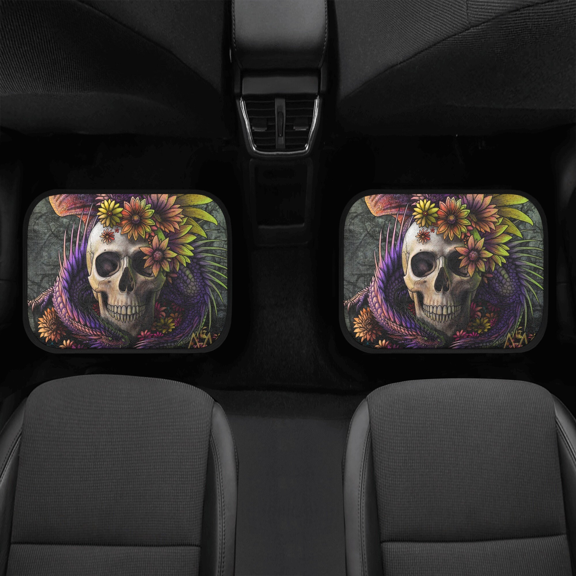 Dragon Skull Seat Cover for Car, Skull Rug for Car, Skeleton Skull Car ...
