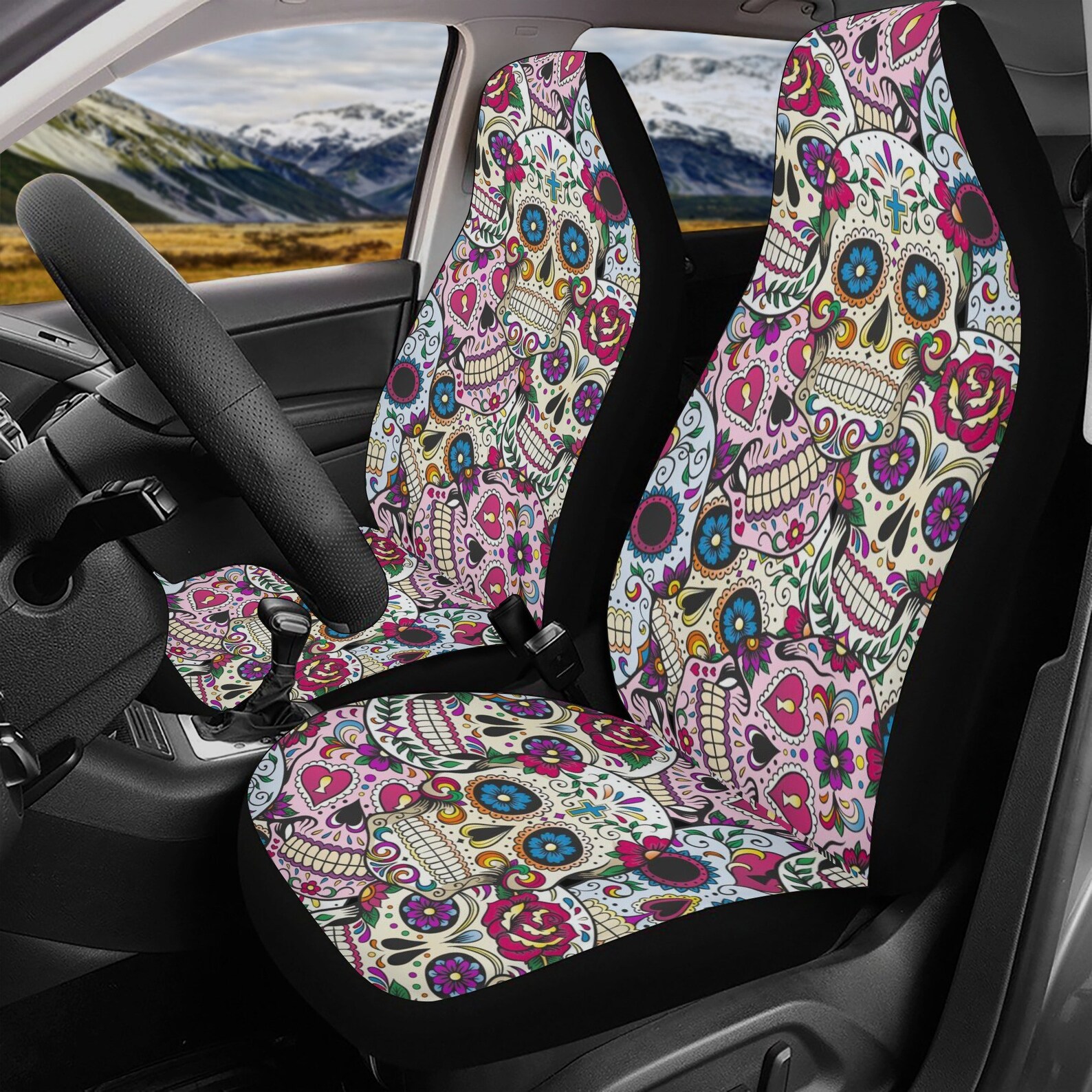 Sugar Skull Dia De Los Muertos Calaveras Car Seat Covers, Day of the ...